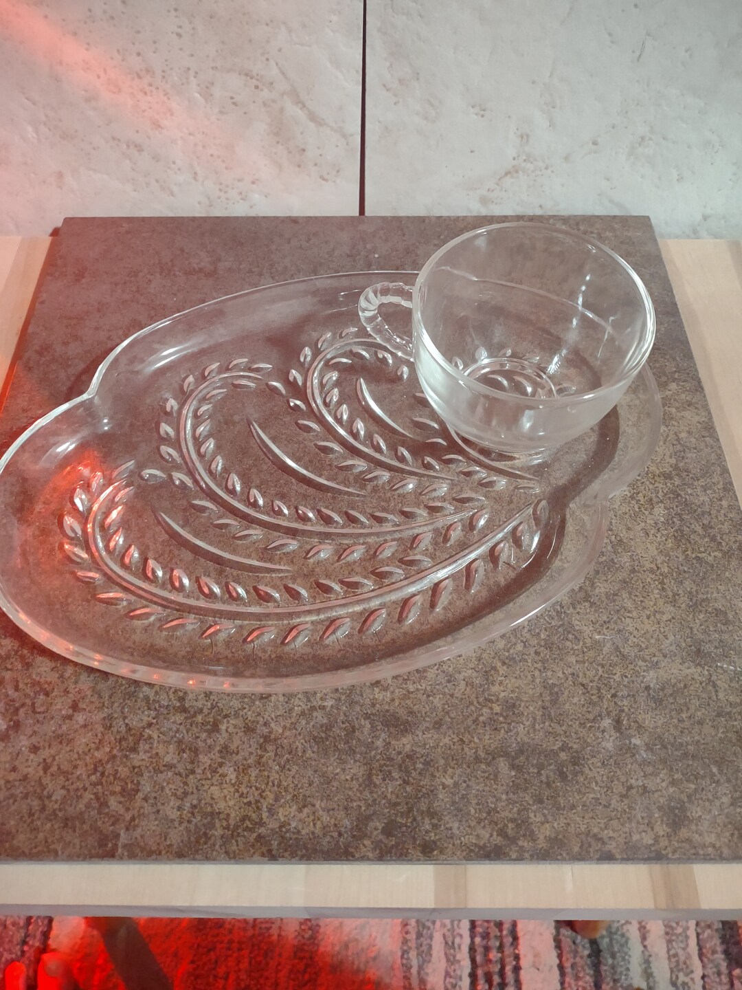 Federal Glass Homestead Snack Set Setting for 4 - Etsy