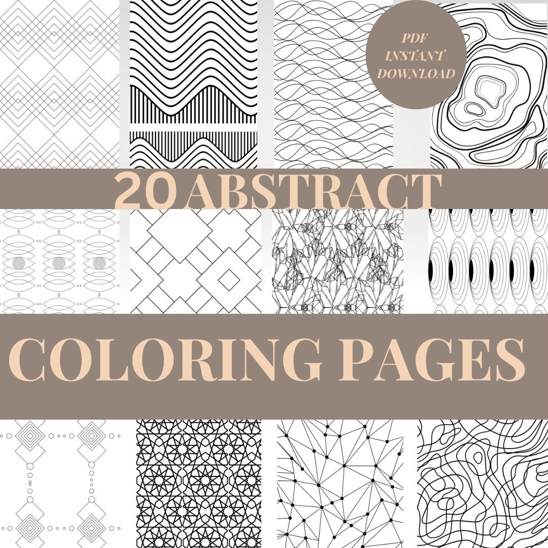Abstract Coloring Pages for Adults and Teens, 20 Pages, Instant ...