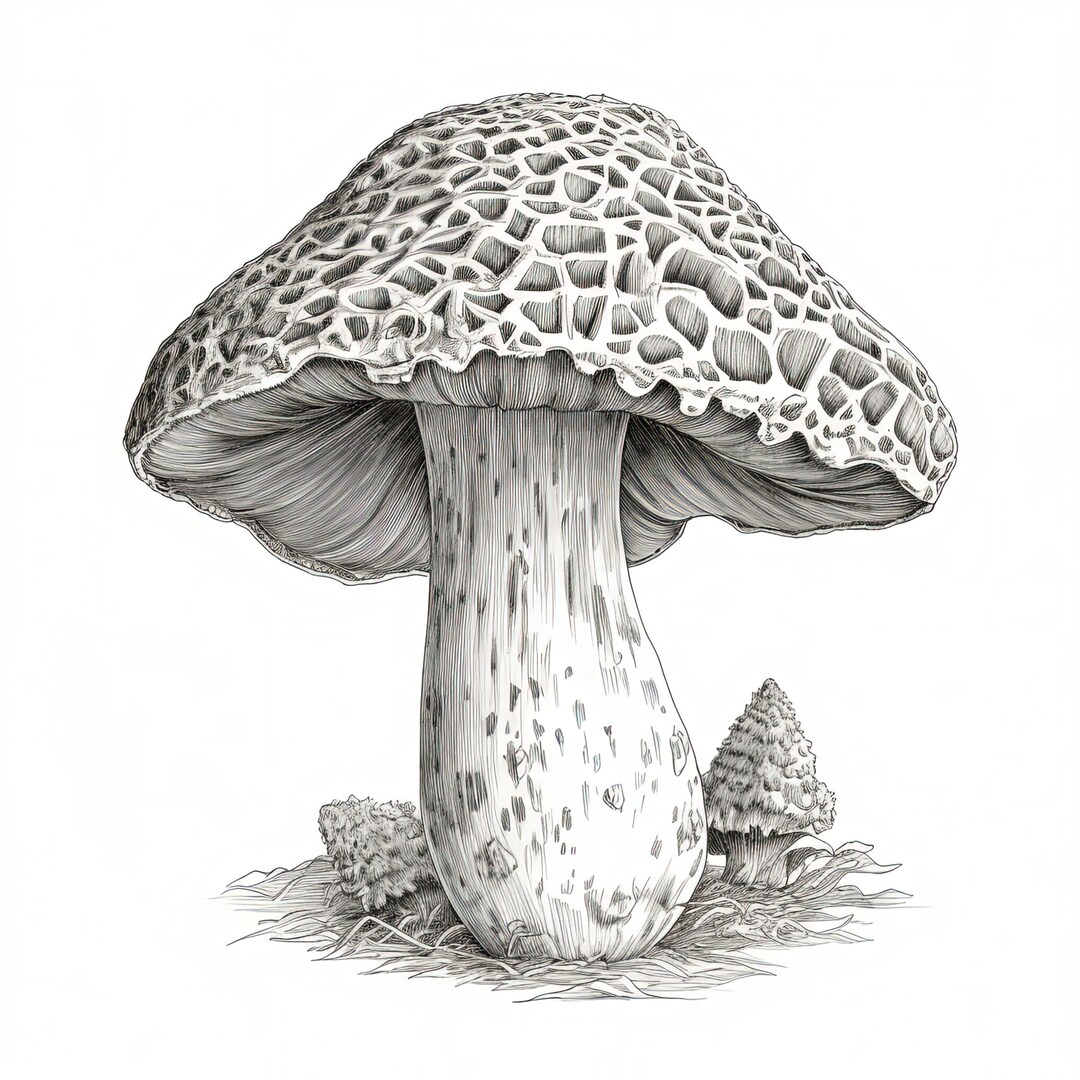 Printable, Mushroom, Download, Morel, Drawing, Digital Art, Print - Etsy