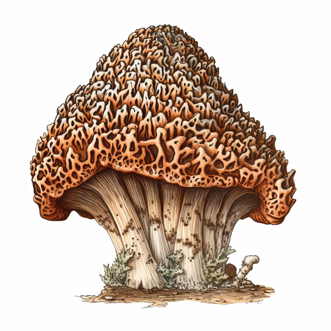 Printable, Mushroom, Download, Morel, Drawing, Digital Art, Print - Etsy