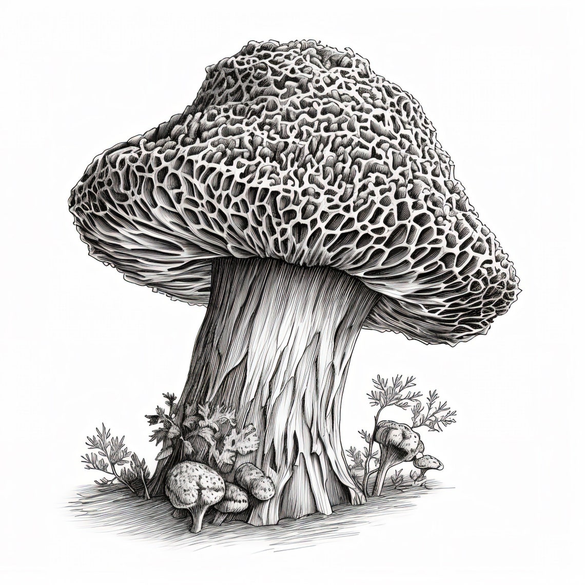 Printable, Mushroom, Download, Morel, Drawing, Digital Art, Print - Etsy