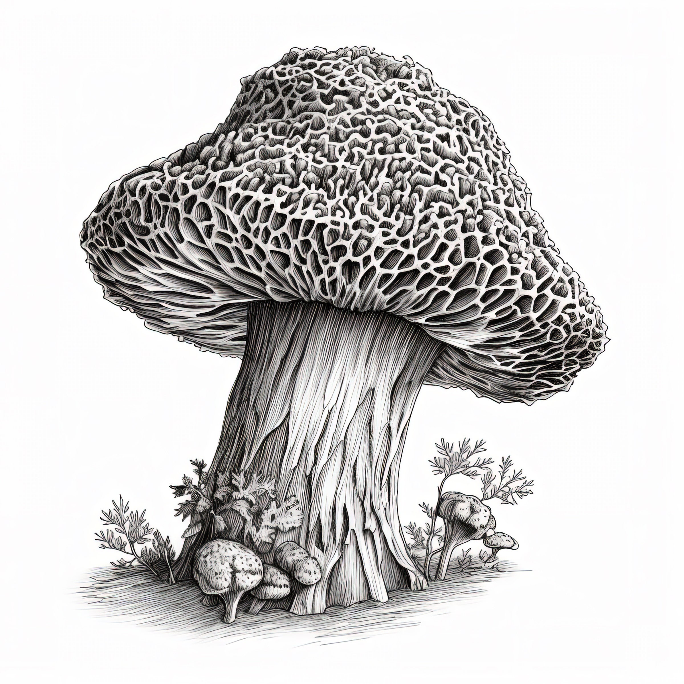Printable, Mushroom, Download, Morel, Drawing, Digital Art, Print - Etsy