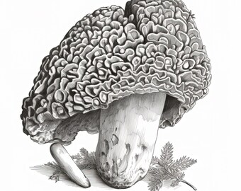 Printable, Mushroom, Download, Morel, Drawing, Digital Art, Print - Etsy