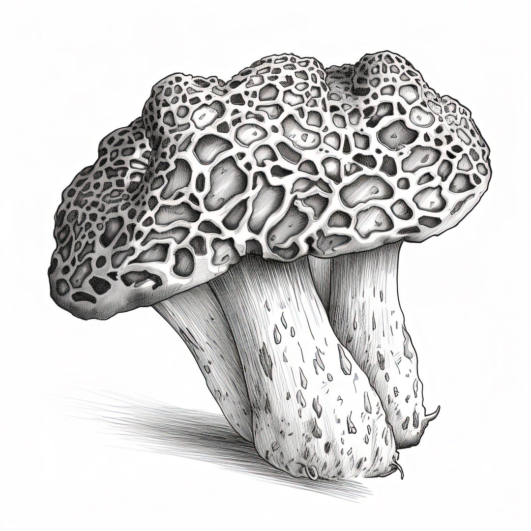 Printable, Mushroom, Download, Morel, Drawing, Digital Art, Print - Etsy