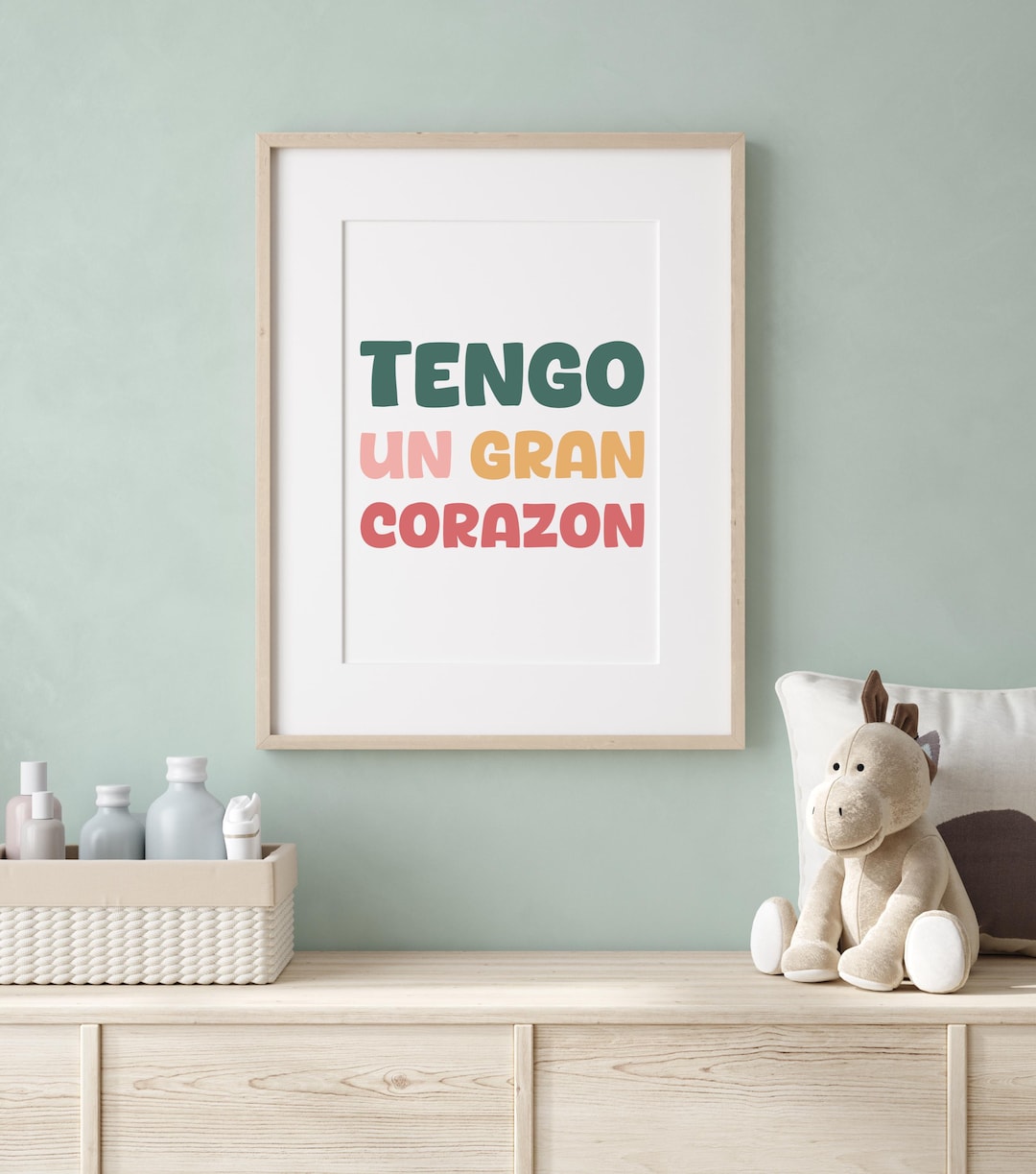 Tengo Un Gran Corazón Spanish Quote Print – Colorful Wall Art for Kids ...