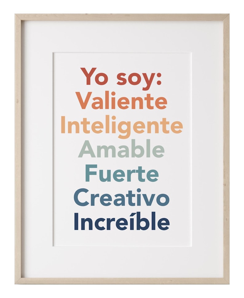 Afirmaciones Positivas - Yo Soy | Arte Enmarcado Motivador Para Niños Y ...