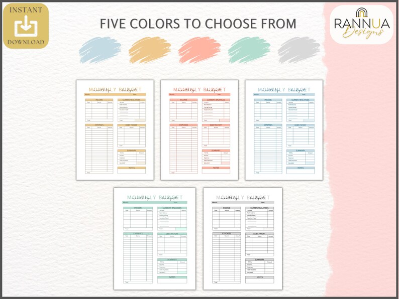 Monthly Budget Printable Income & Expenses Balance Sheet - Etsy