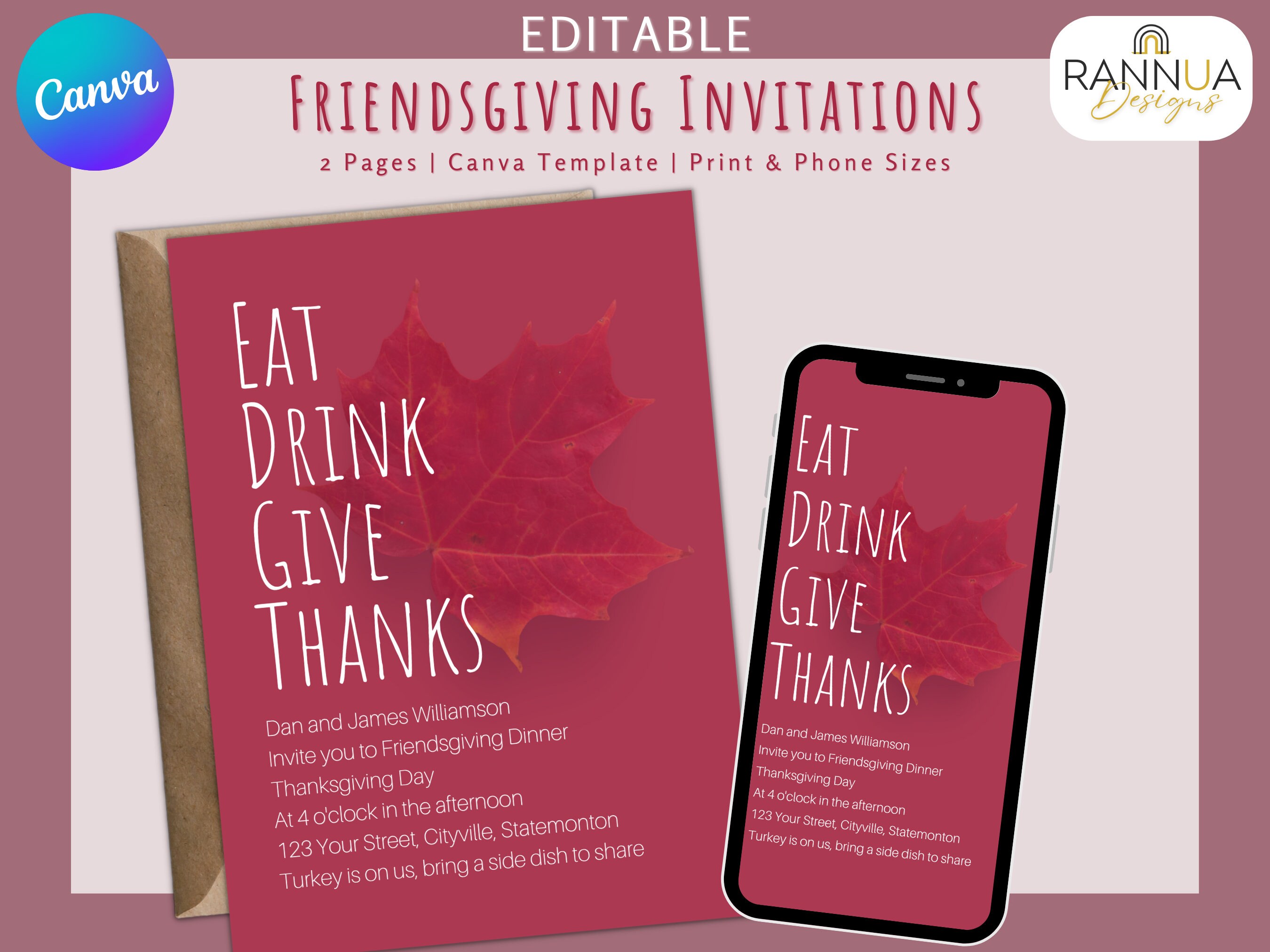 Friendsgiving Invitation Printable | Thanksgiving Invitation Template ...