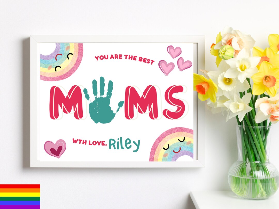 Moms Day Handprint Art Gift Kids Craft LGBTQ Moms Printable Keepsake ...