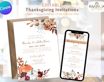 Editable and Printable Company Thanksgiving Dinner Invitation Flyer ...