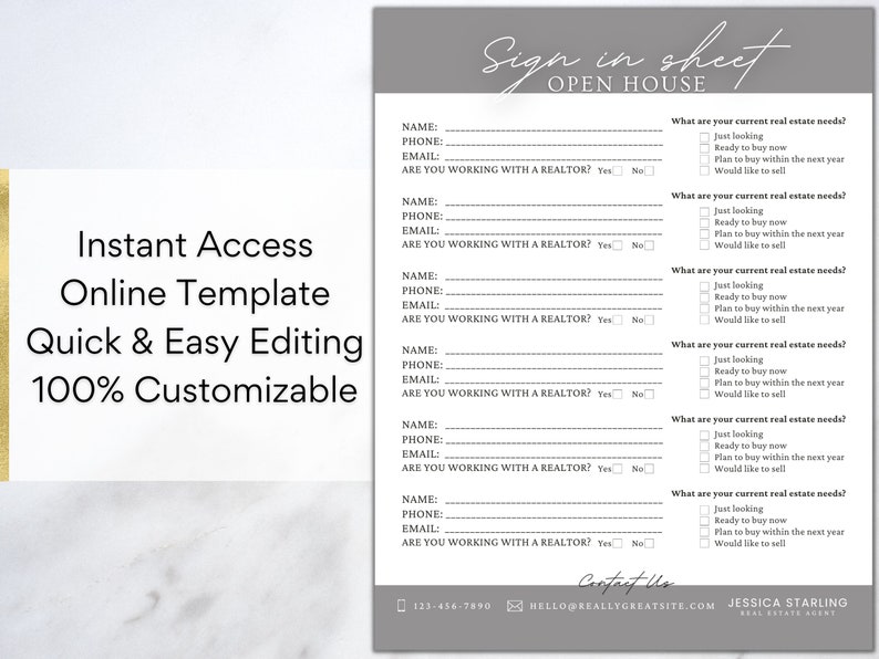 Open House Sign in Sheet + BONUS | Real Estate Open House | Real Estate ...