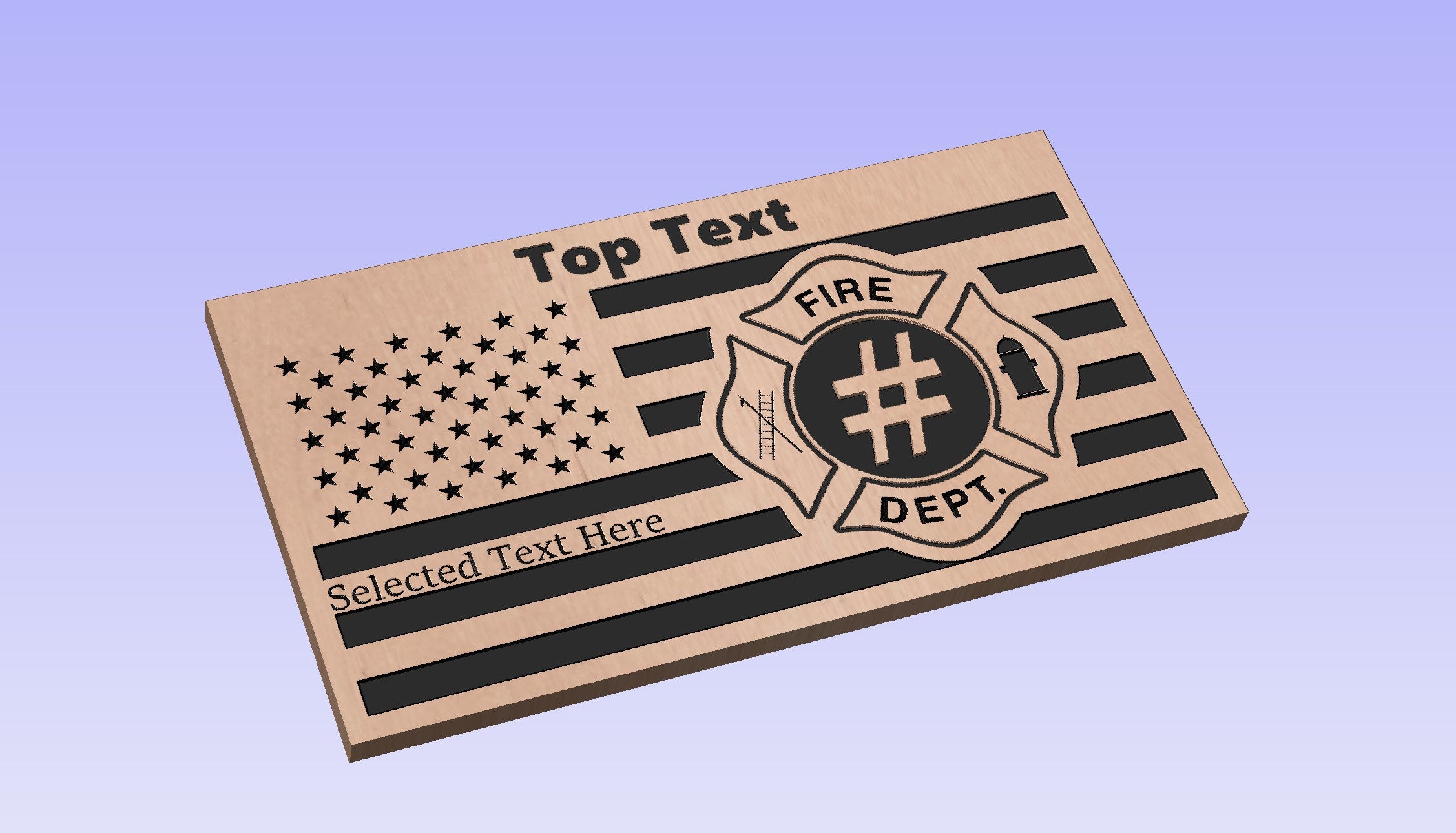 V-carve File Firefighter Flag | DXF PDF Crv File | Design CNC ...