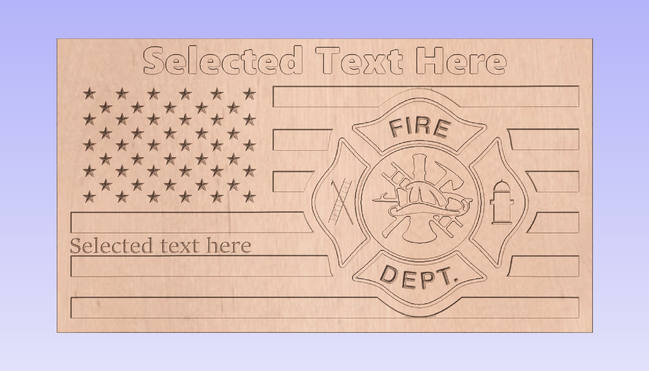 V-carve File Firefighter Flag | DXF PDF Crv File | Design CNC ...