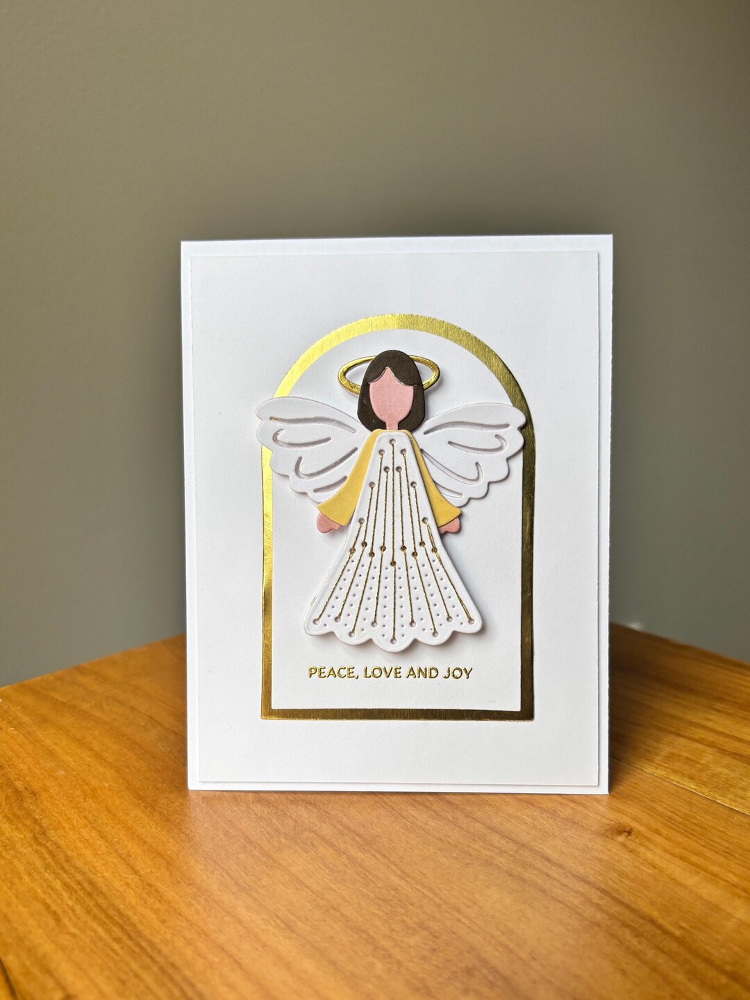 Elegant Angel Christmas Card Peace Love and Joy Holiday Greeting Card ...
