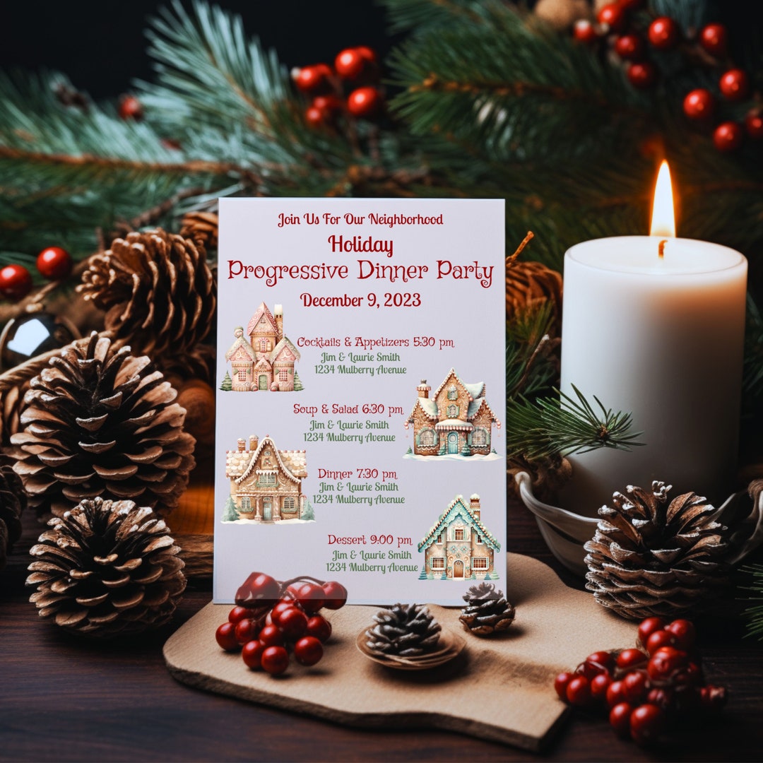 Holiday Progressive Dinner, Party Invitation, Housewarming Party ...