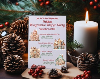 Progressive Dinner, Party Invitation, Housewarming Party, Progressive ...