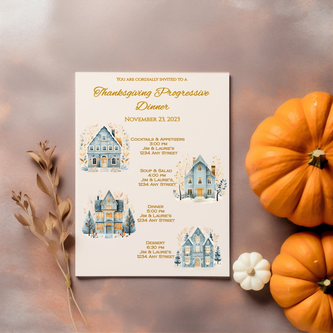 Thanksgiving Progressive Dinner, Party Invitation, Housewarming Party ...