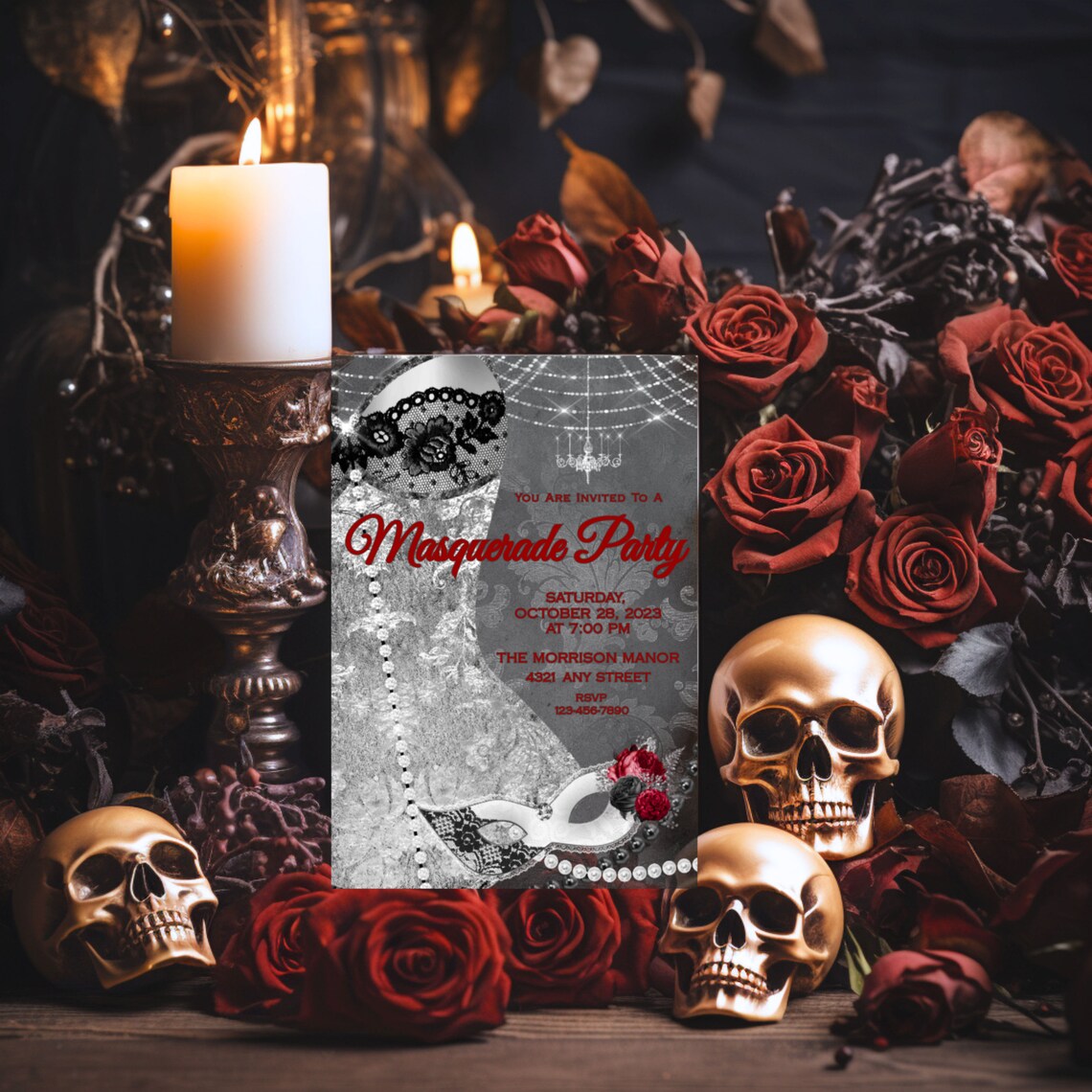 Masquerade Invitation Halloween Masquerade Ball Invite Fall Masquerade ...