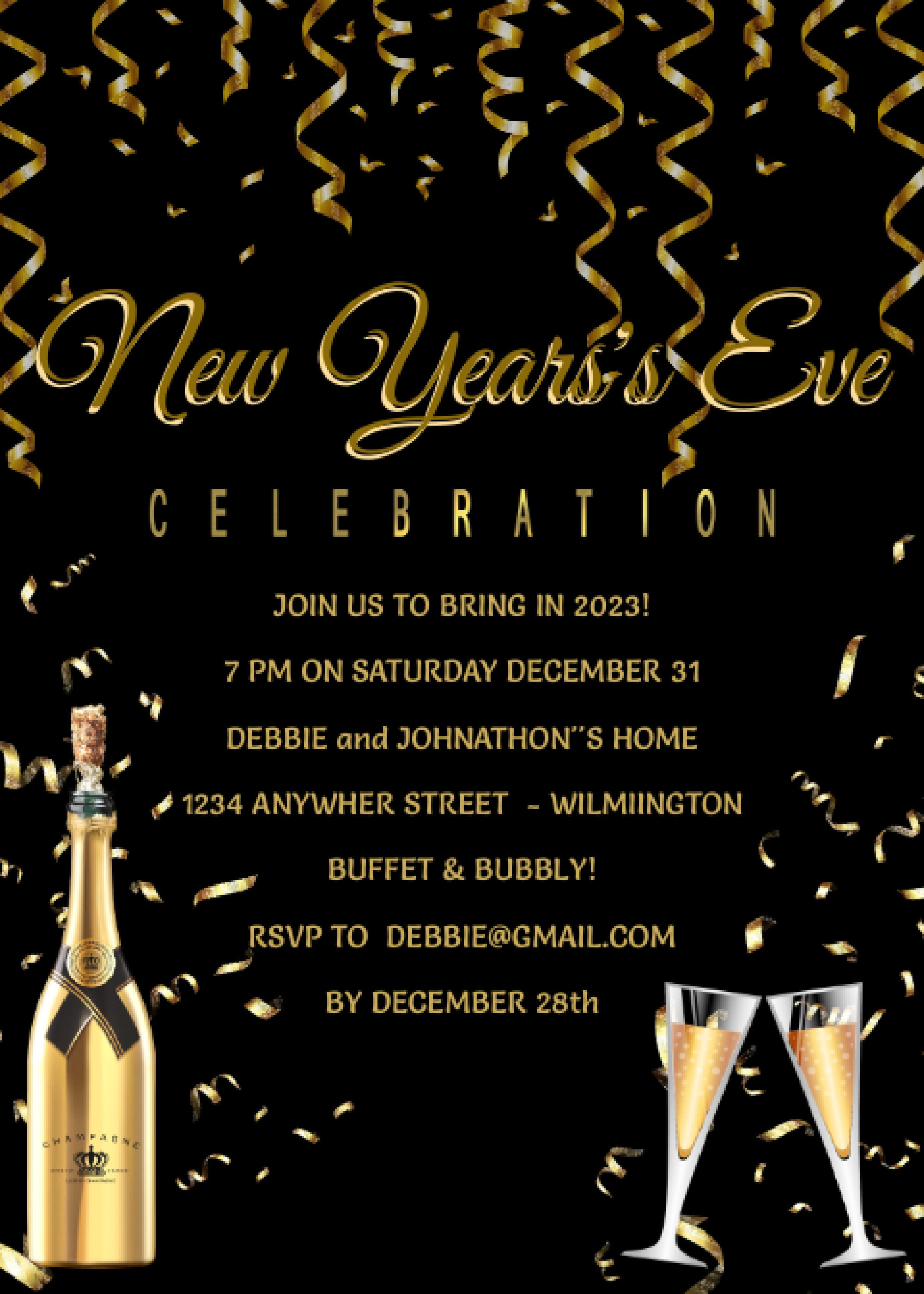 EDITABLE New Years Party Invitation, New Years Celebration Invitation ...