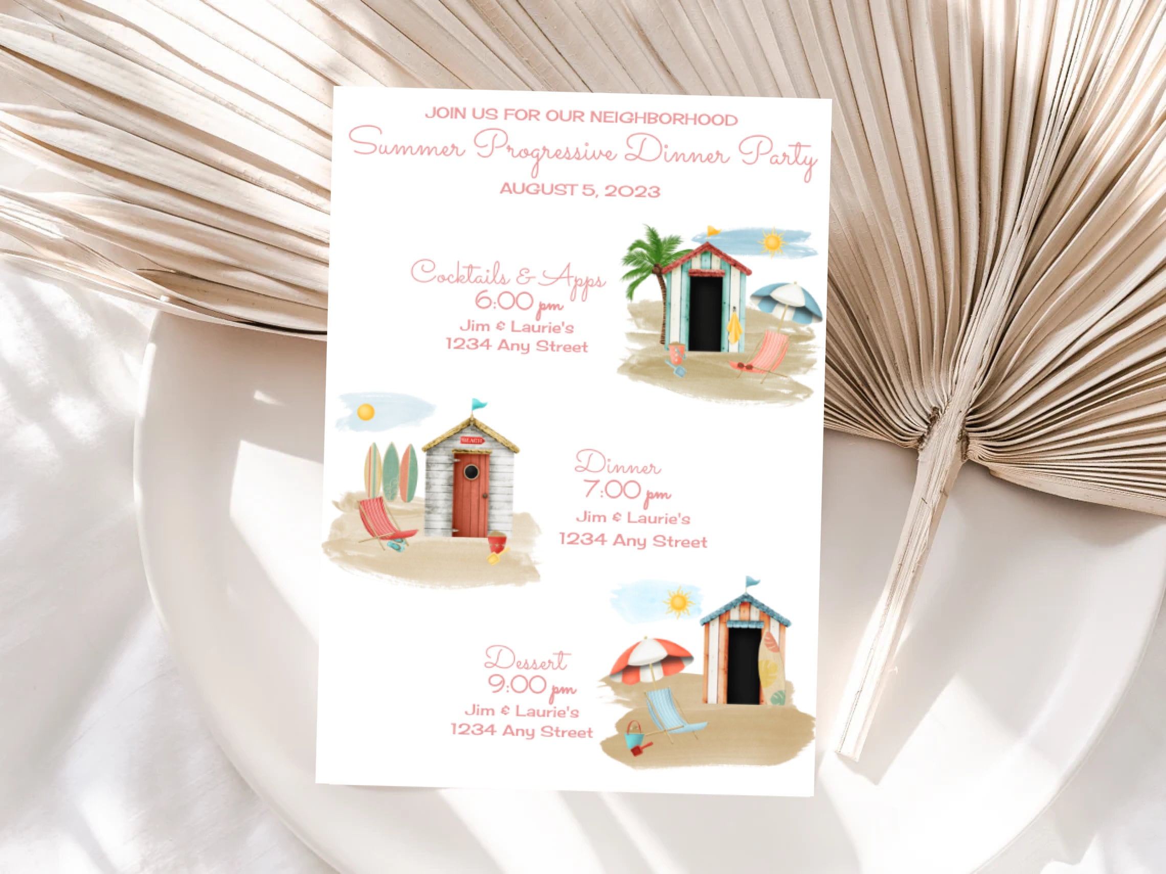 Progressive Dinner Party Invitation, Digital Invitation, Progressive ...
