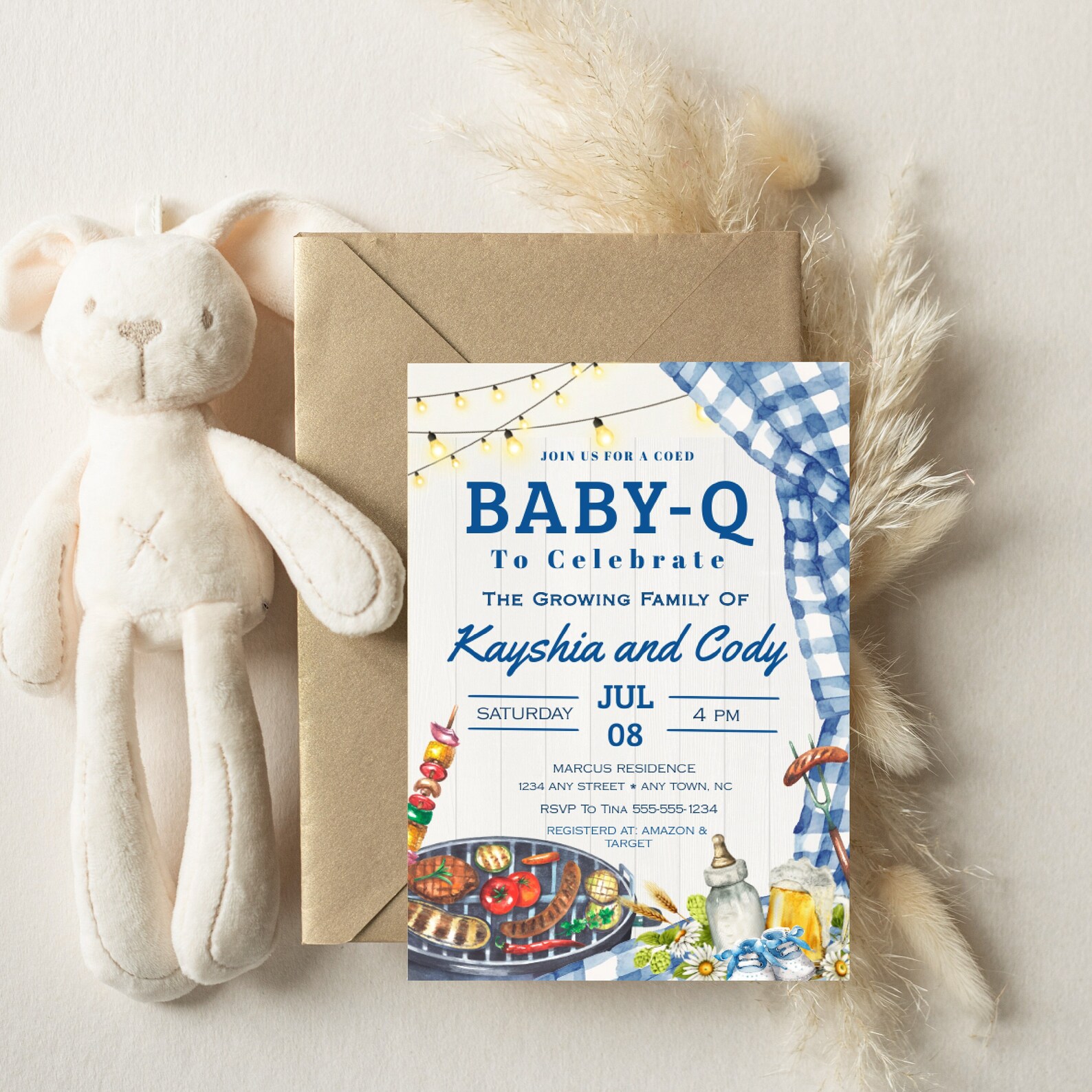 Baby-q Baby Shower Invitation, Backyard Baby Shower Invitation, Baby ...