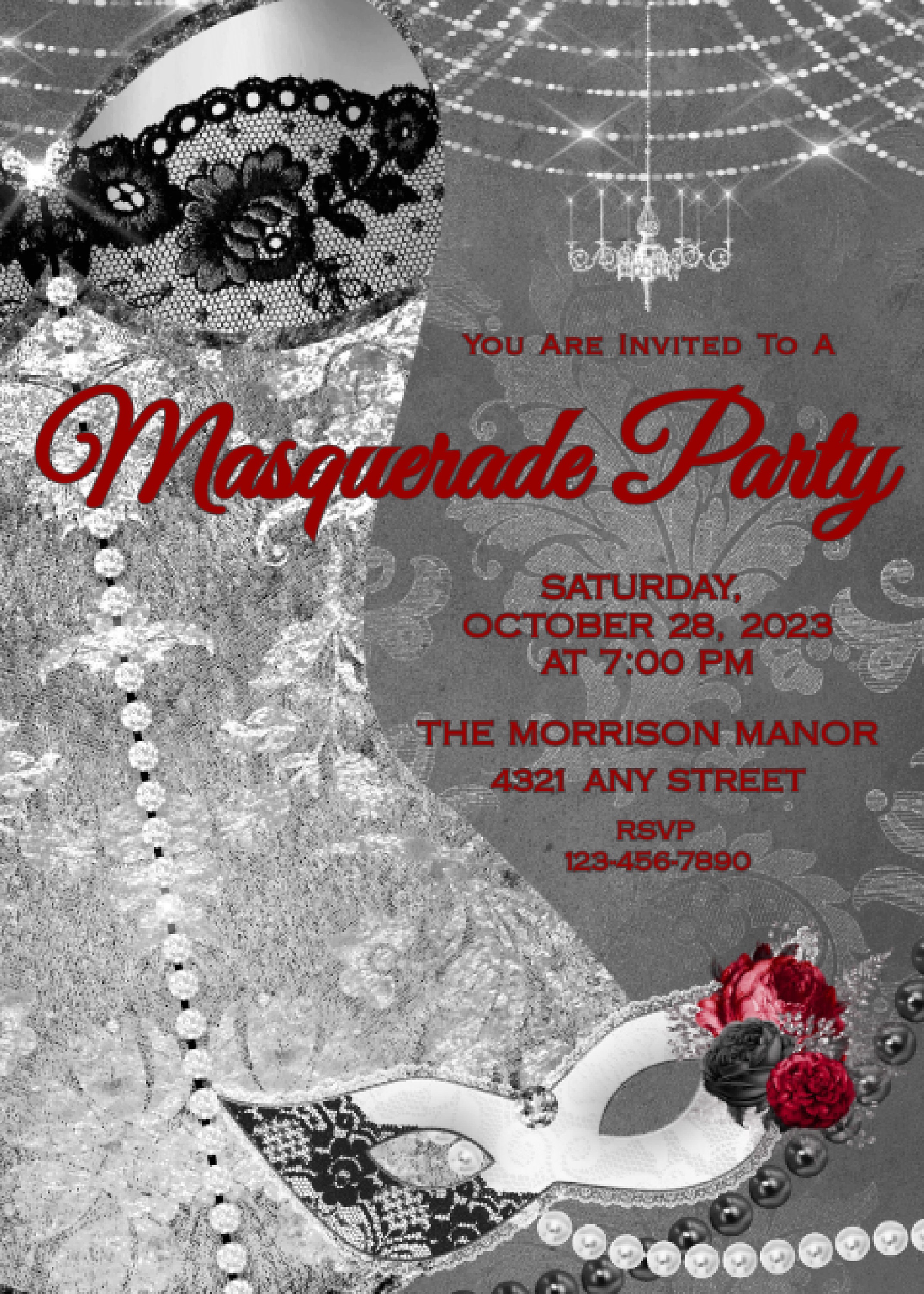Masquerade Invitation Halloween Masquerade Ball Invite Fall Masquerade ...