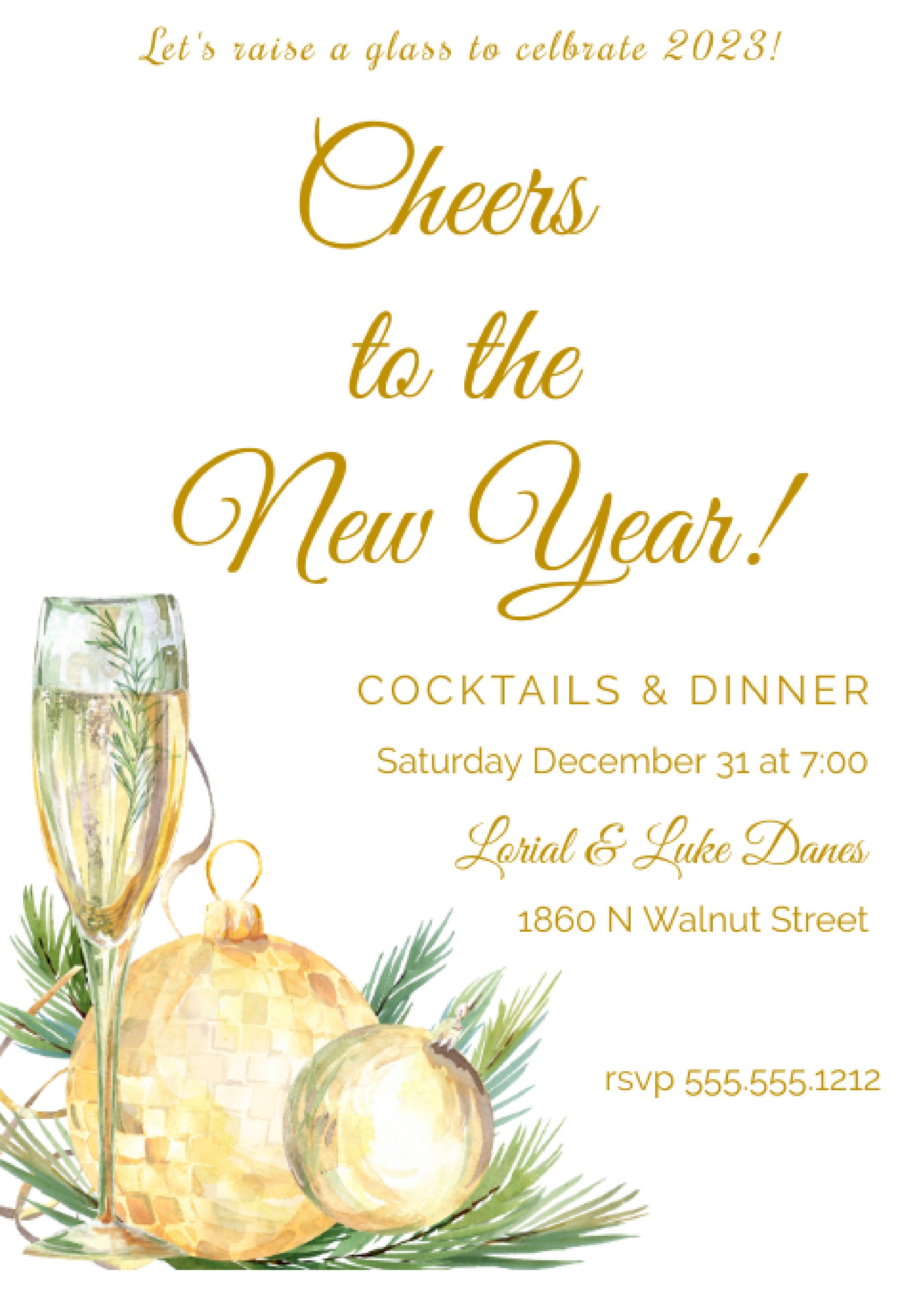 EDITABLE New Years Party Invitation, Cheers to the New Year Party ...