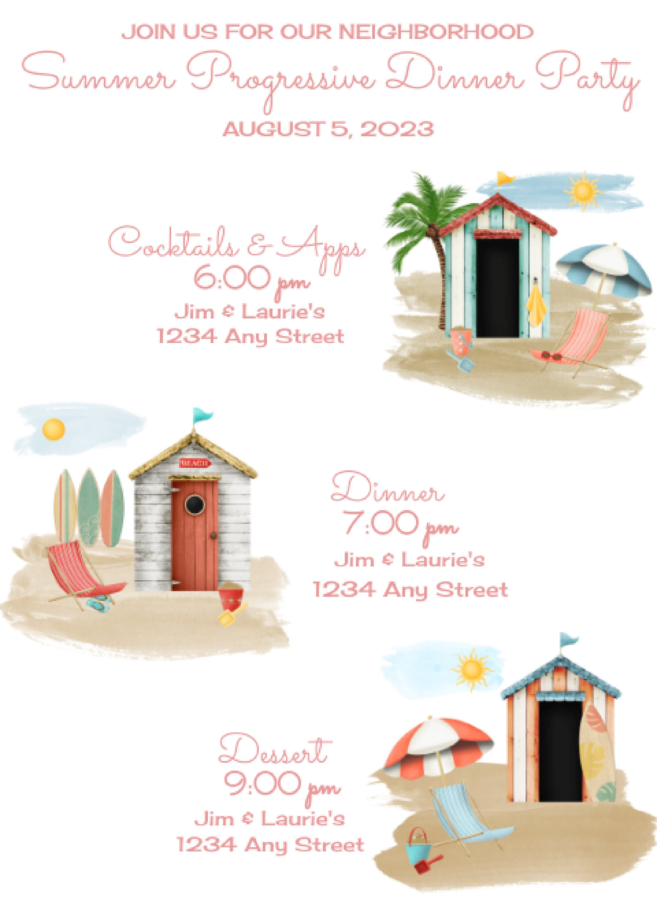 Progressive Dinner Party Invitation, Digital Invitation, Progressive ...