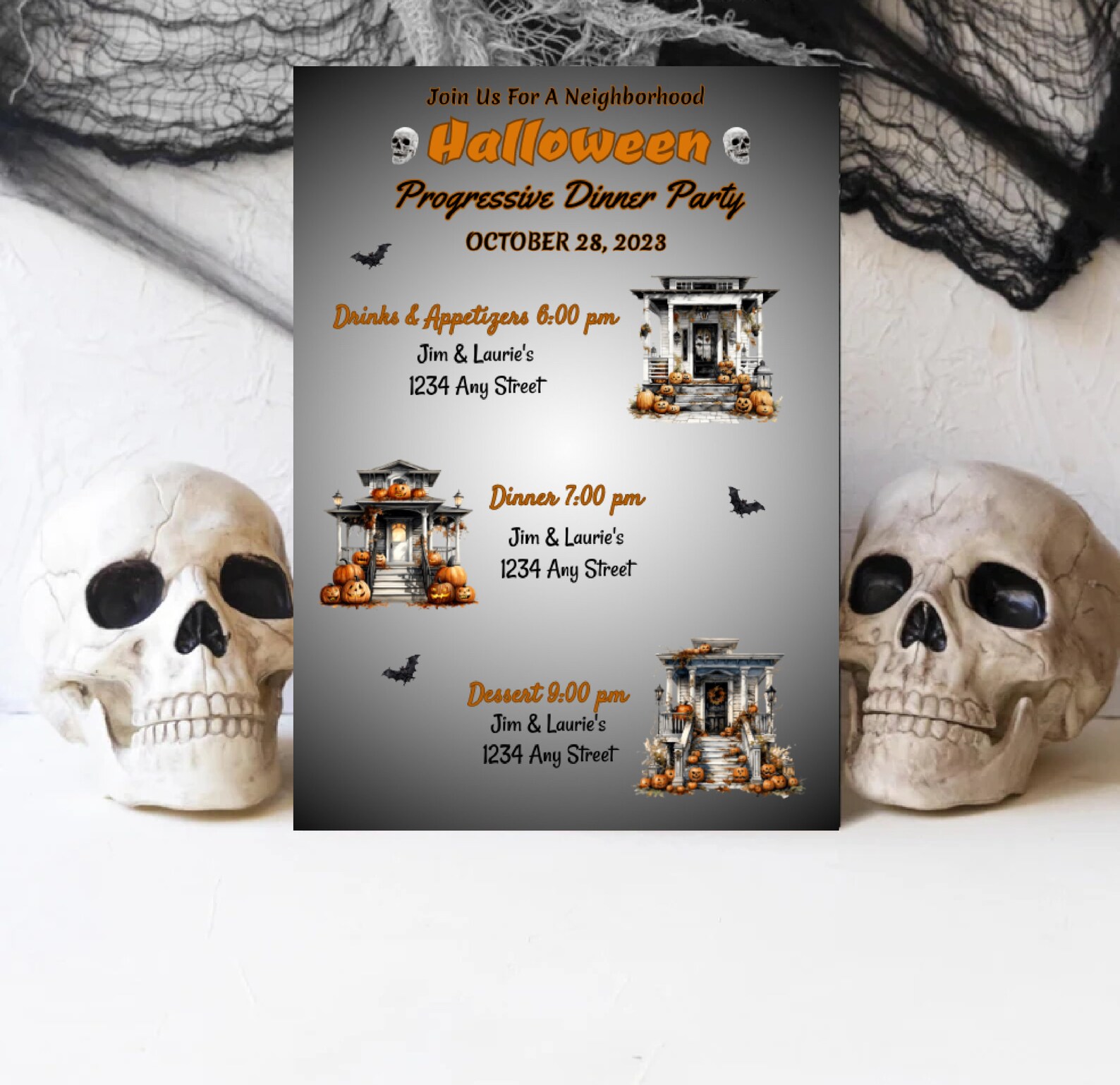 Halloween Progressive Dinner, Party Invitation, Housewarming Party ...