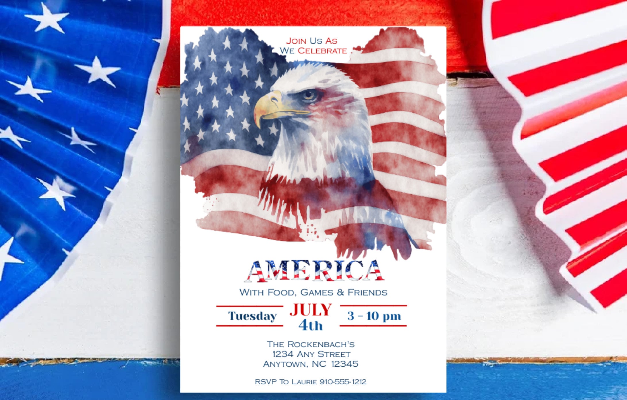 Celebration America Party Invitation, 4th of July Party Invitation ...