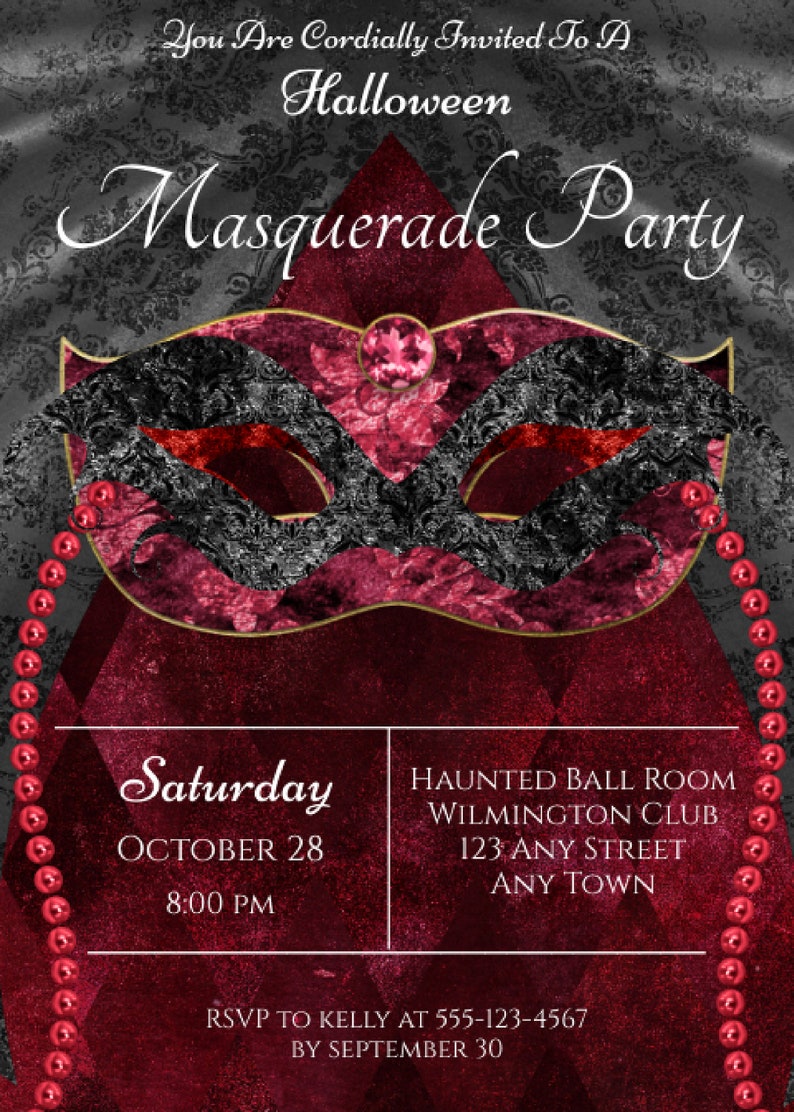 Masquerade Invitation Halloween Masquerade Ball Invite Fall Masquerade ...