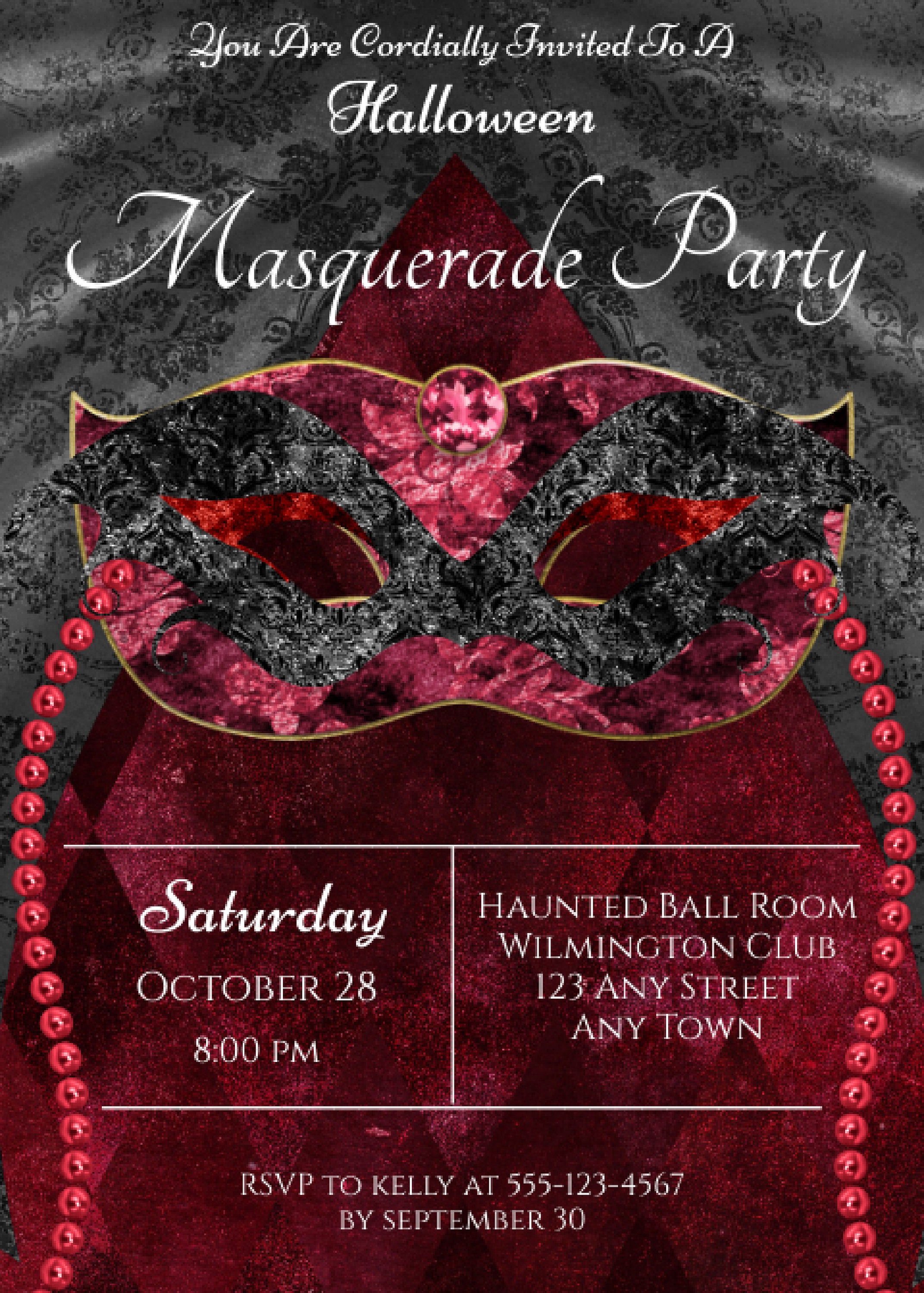 Masquerade Invitation Halloween Masquerade Ball Invite Fall Masquerade ...