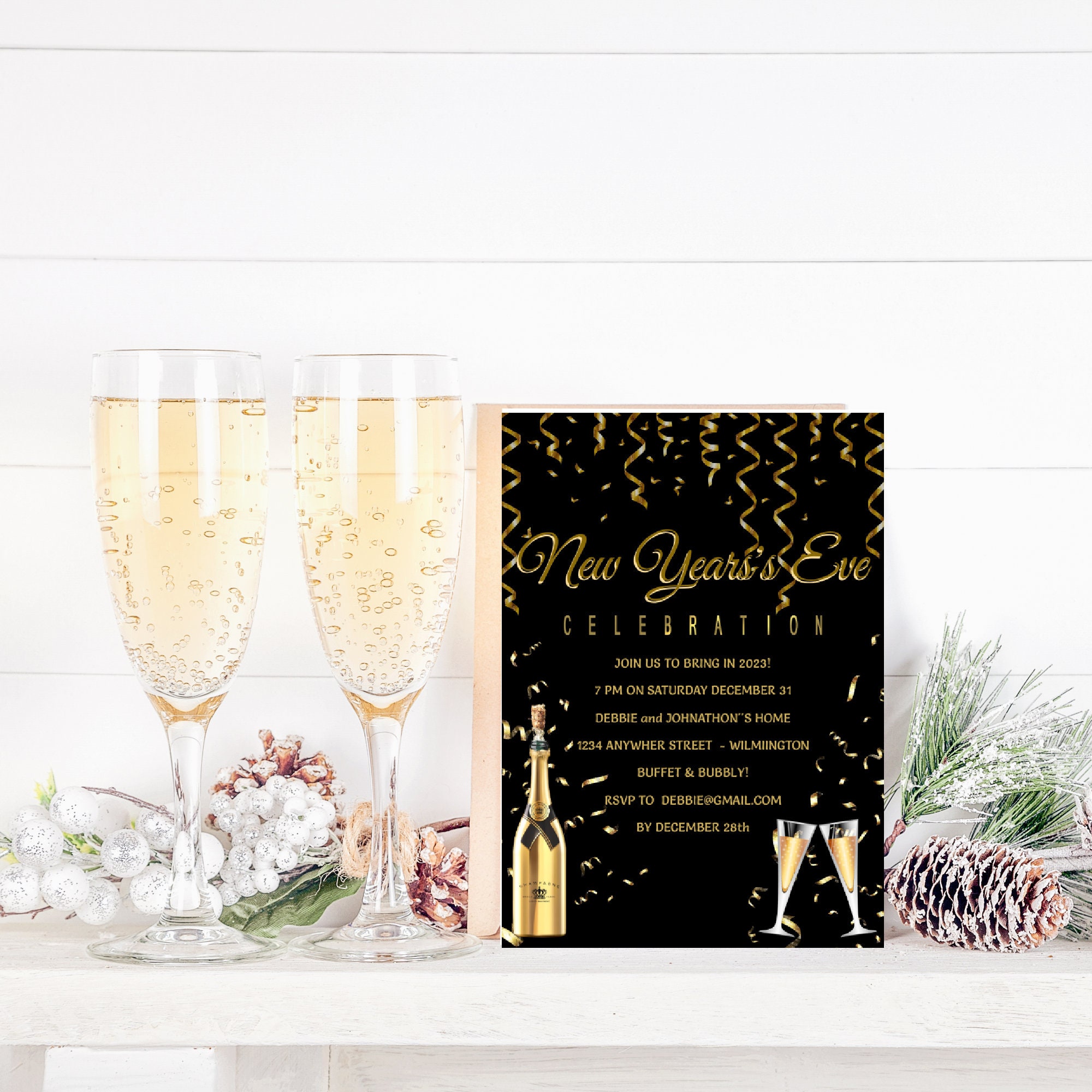 EDITABLE New Years Party Invitation, New Years Celebration Invitation ...