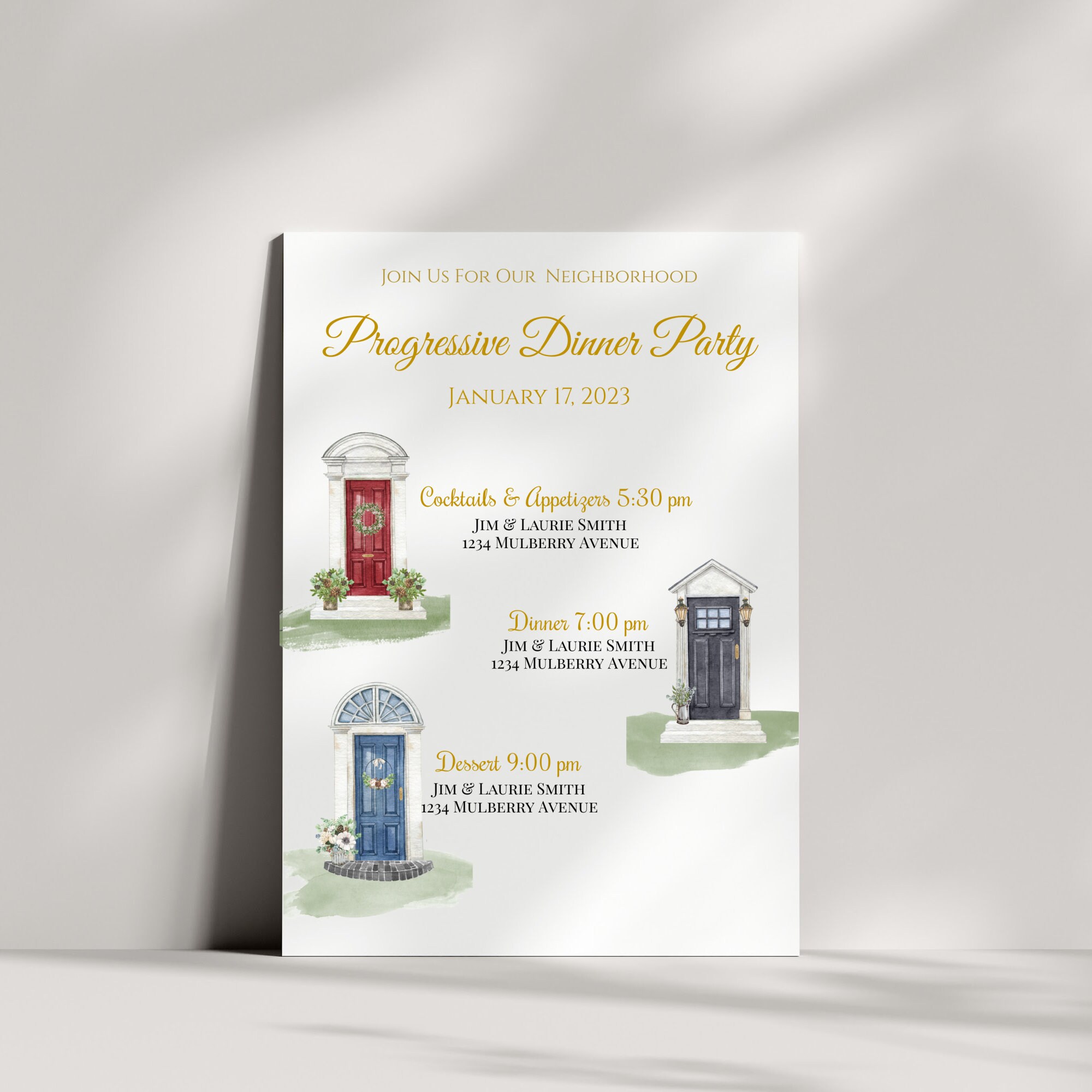Progressive Dinner, Party Invitation, Housewarming Party, Progressive ...