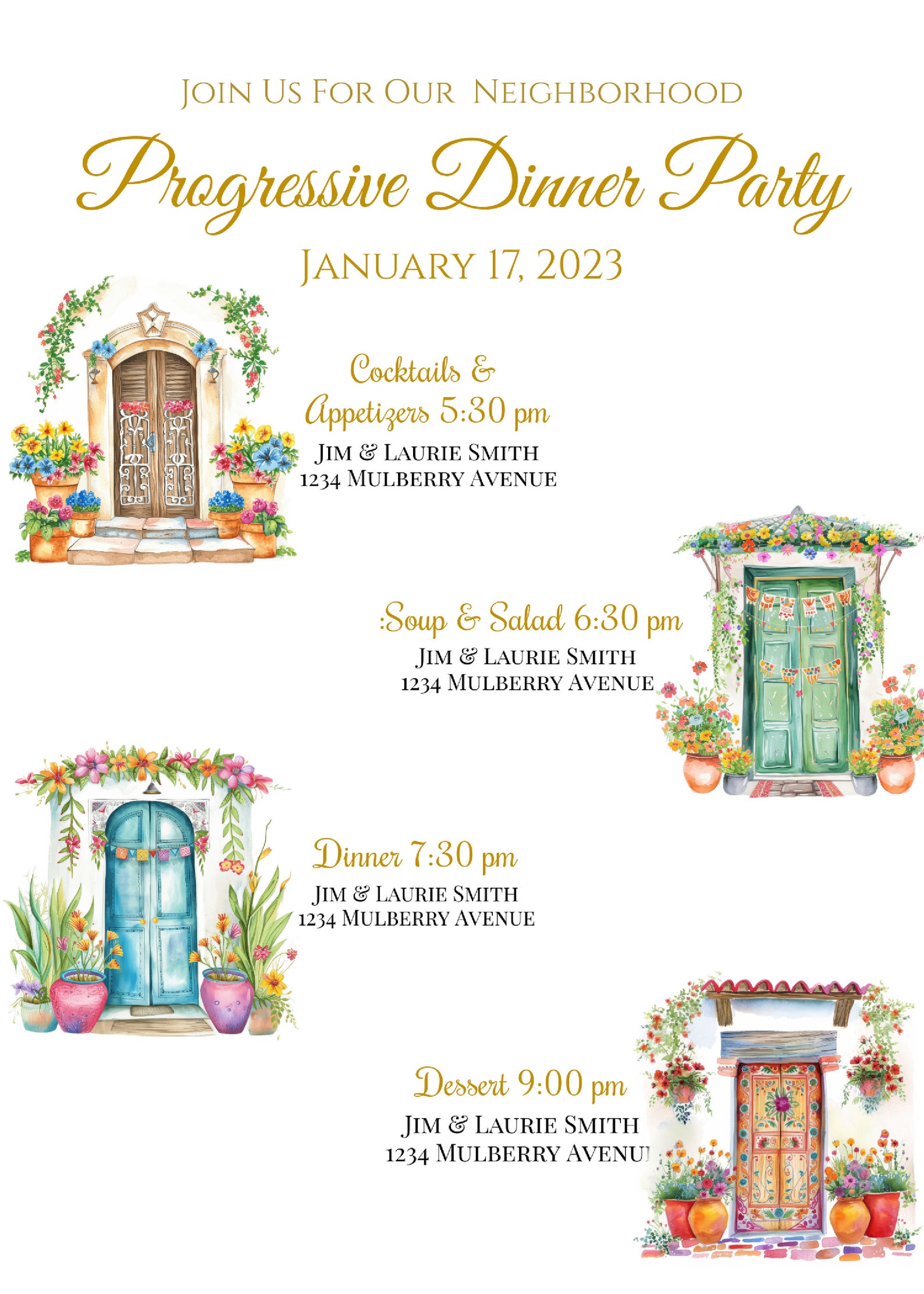 Fiesta Progressive Dinner 4 Stops, Dinner Party, Housewarming Party ...