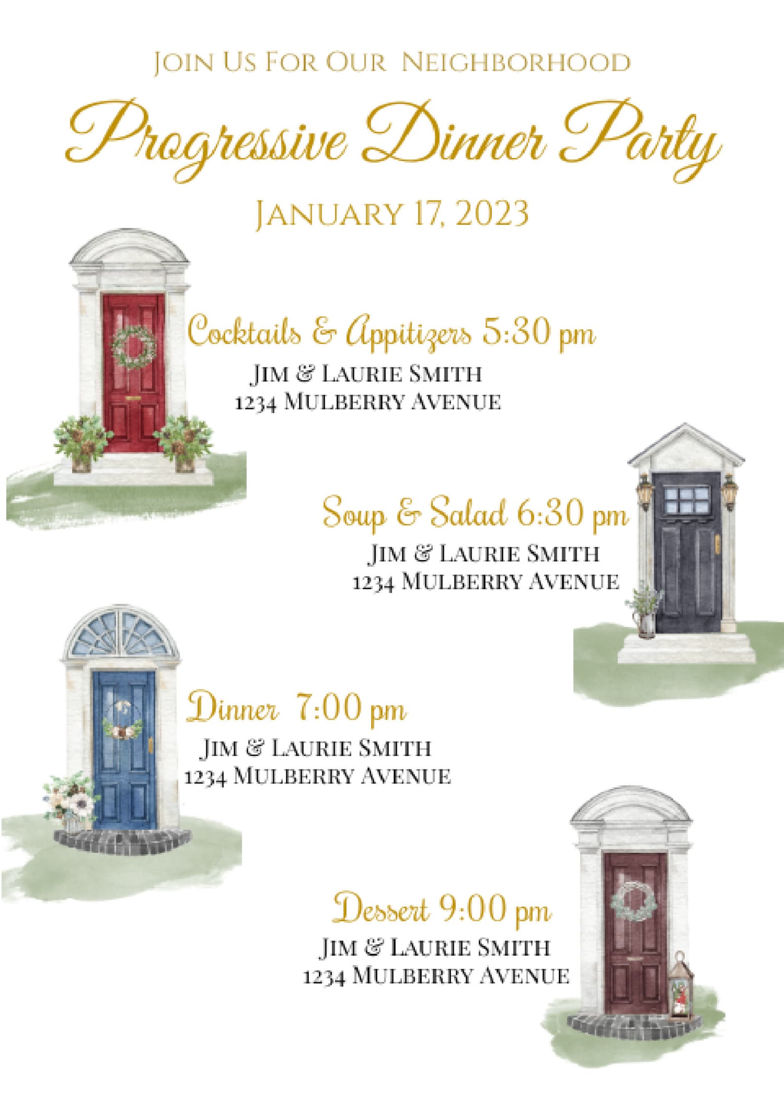 Progressive Dinner Party Invitation Housewarming Party - Etsy