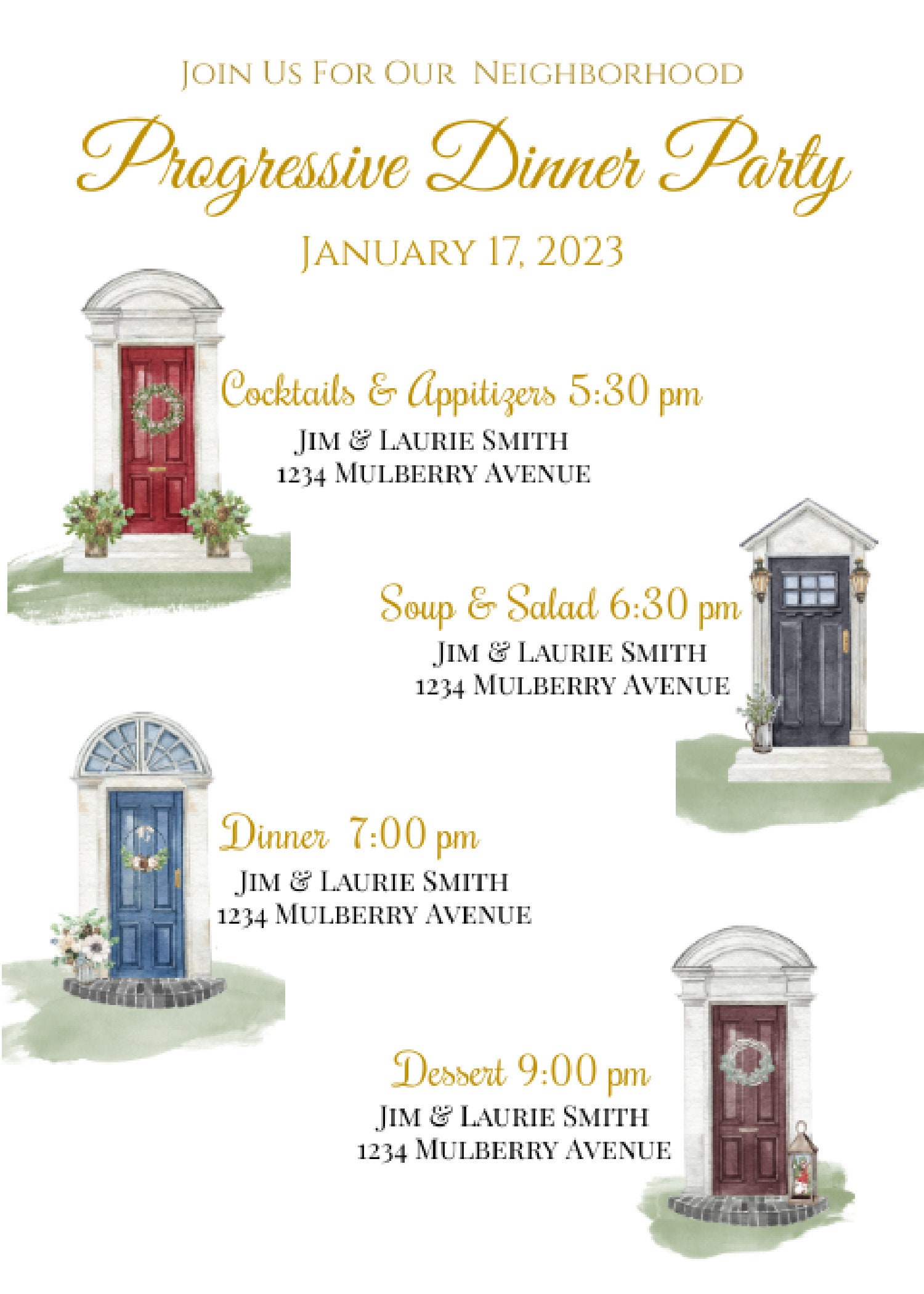 Progressive Dinner Party Invitation Housewarming Party - Etsy