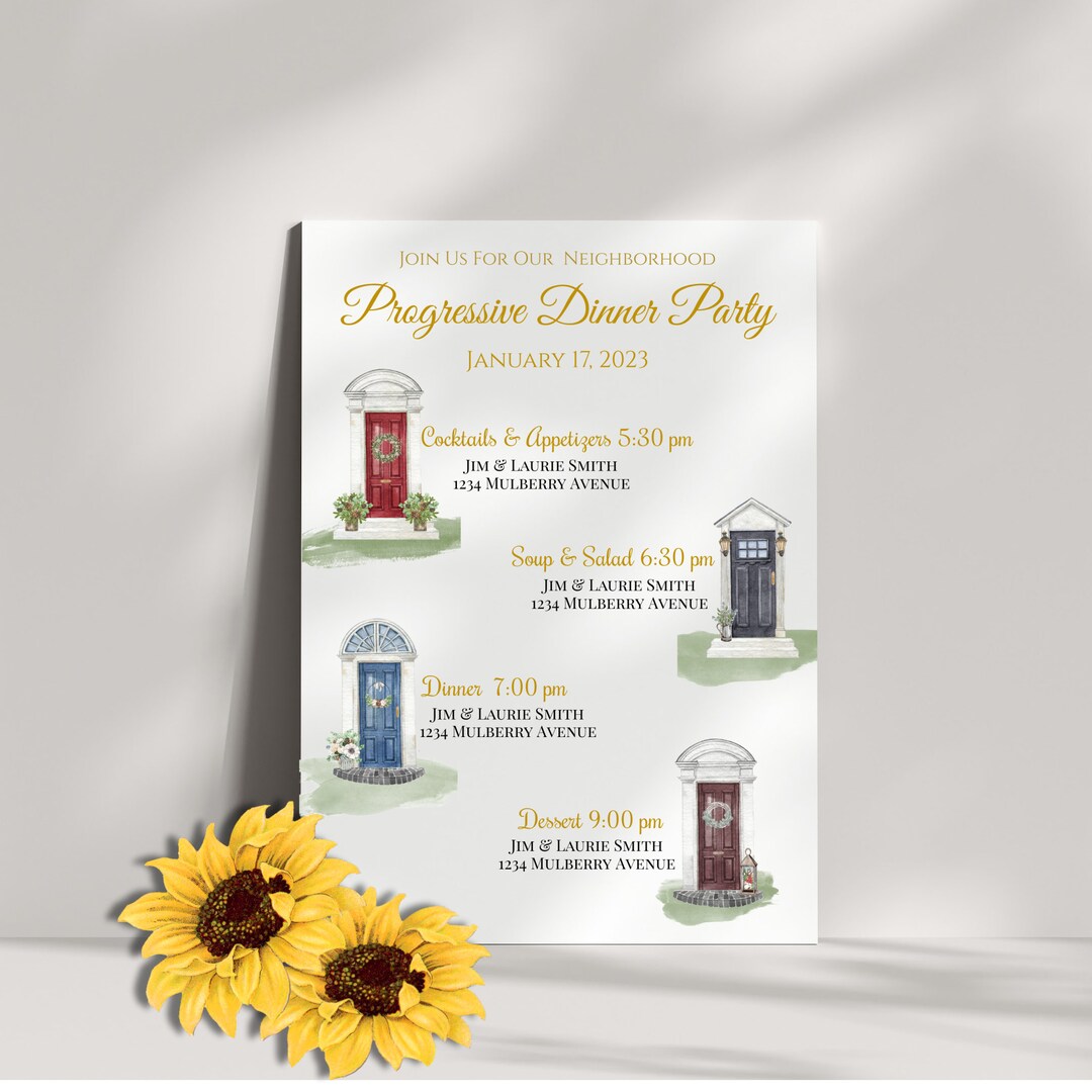 Progressive Dinner, Party Invitation, Housewarming Party, Progressive ...