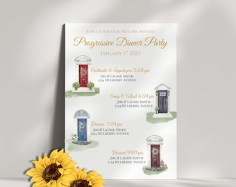 Progressive Dinner, Party Invitation, Housewarming Party, Progressive ...