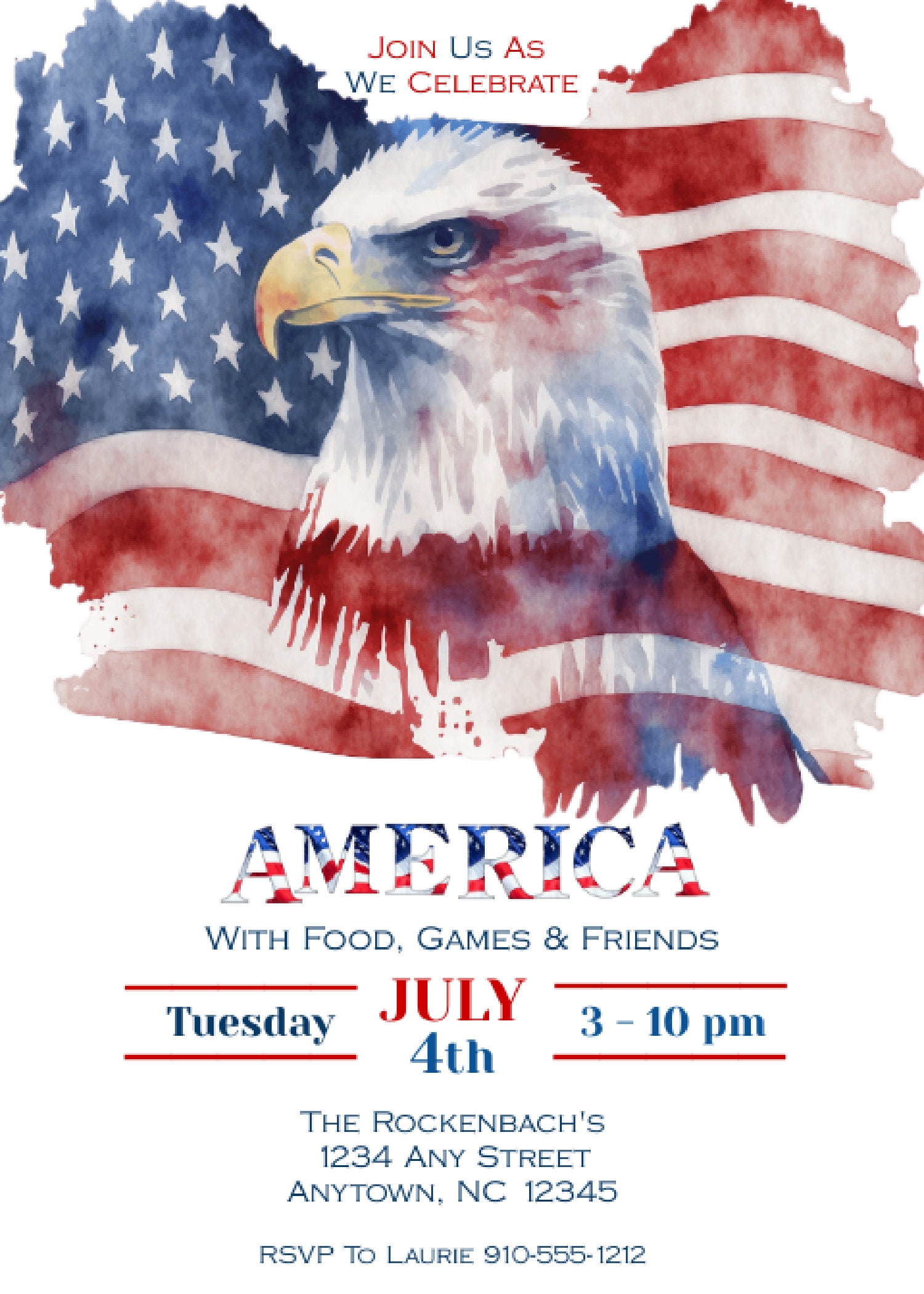 Celebration America Party Invitation, 4th of July Party Invitation ...