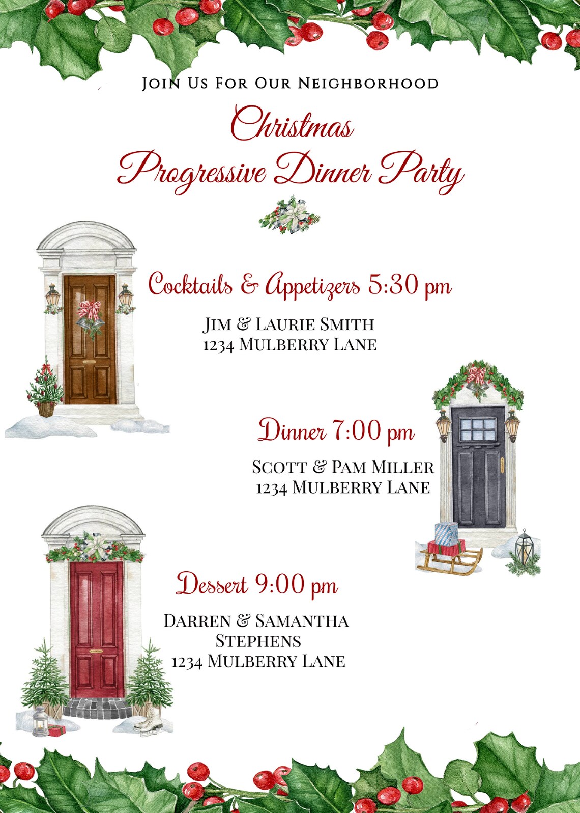 Progressive Dinner, Christmas Dinner Party, Housewarming Party ...