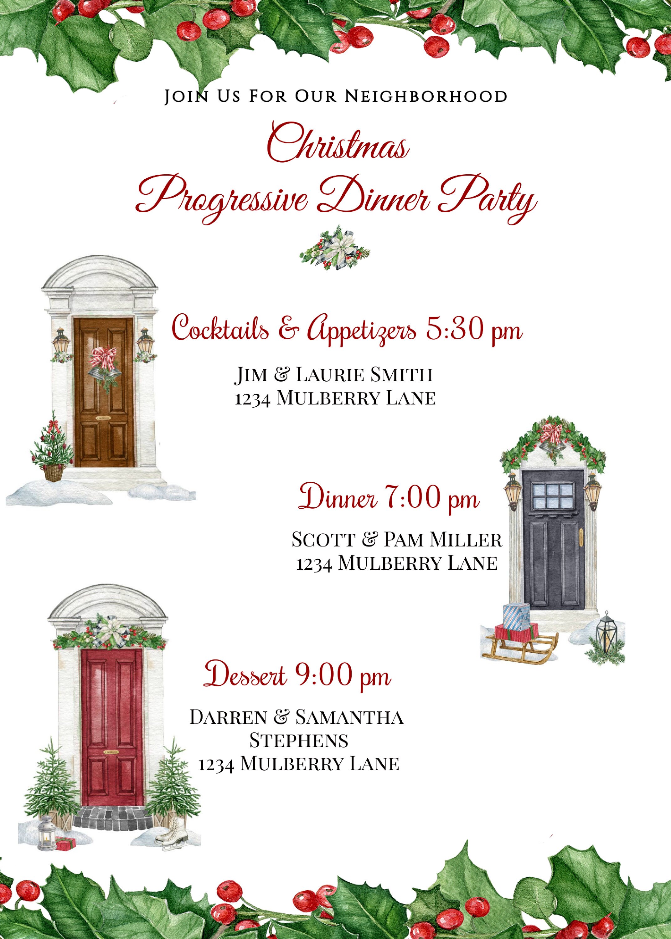 Progressive Dinner, Christmas Dinner Party, Housewarming Party ...