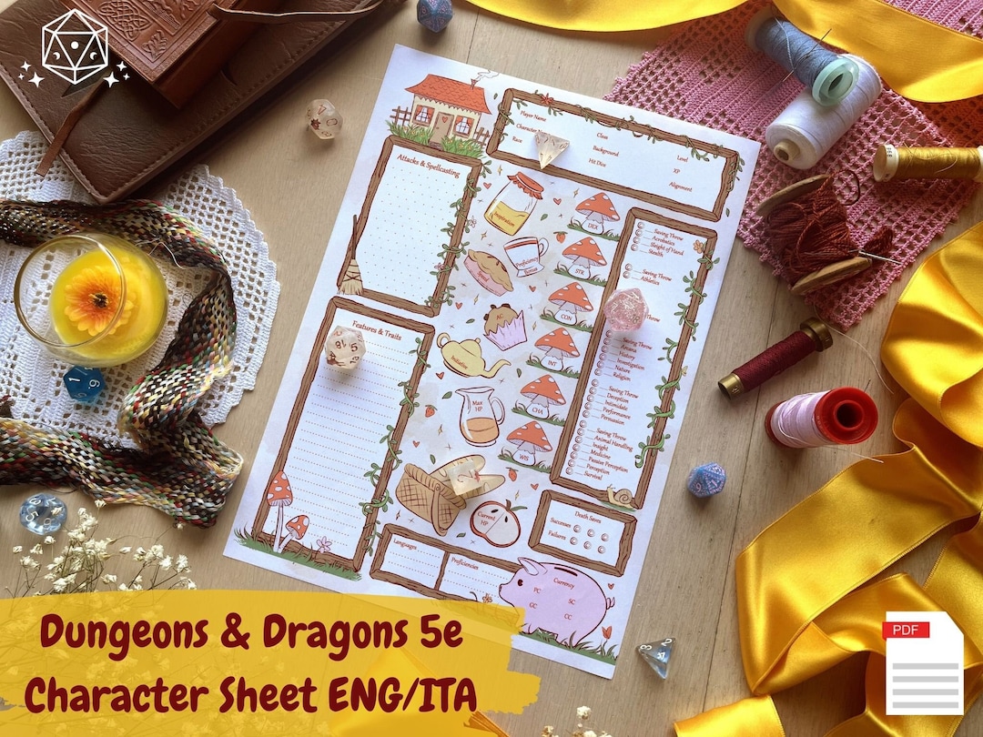 A Kind Embrace - A Cottagecore Character Sheet Dnd 5e Games ENG/ITA - Etsy