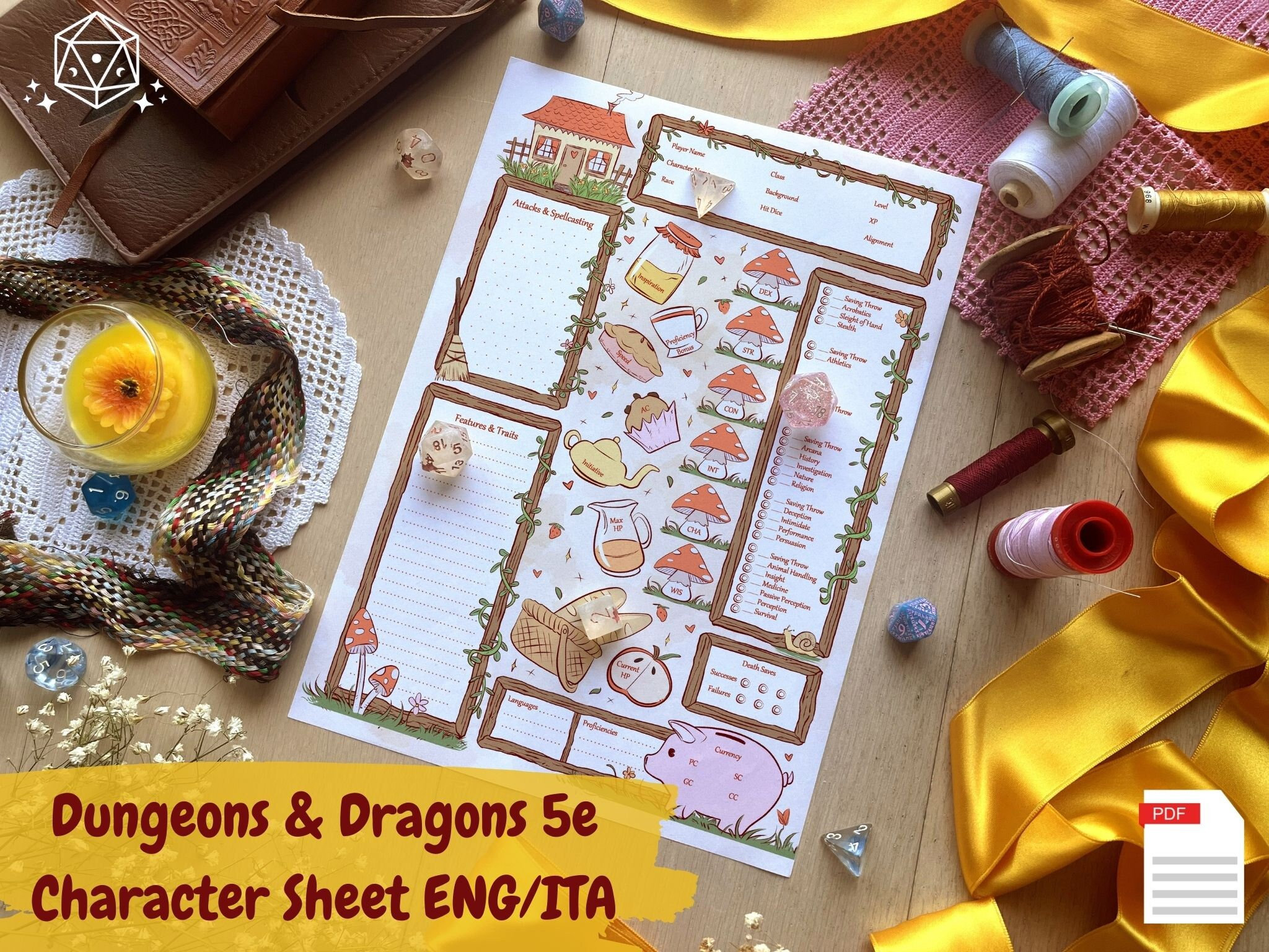 A Kind Embrace A Cottagecore Character Sheet Dnd 5e Games ENG/ITA - Etsy