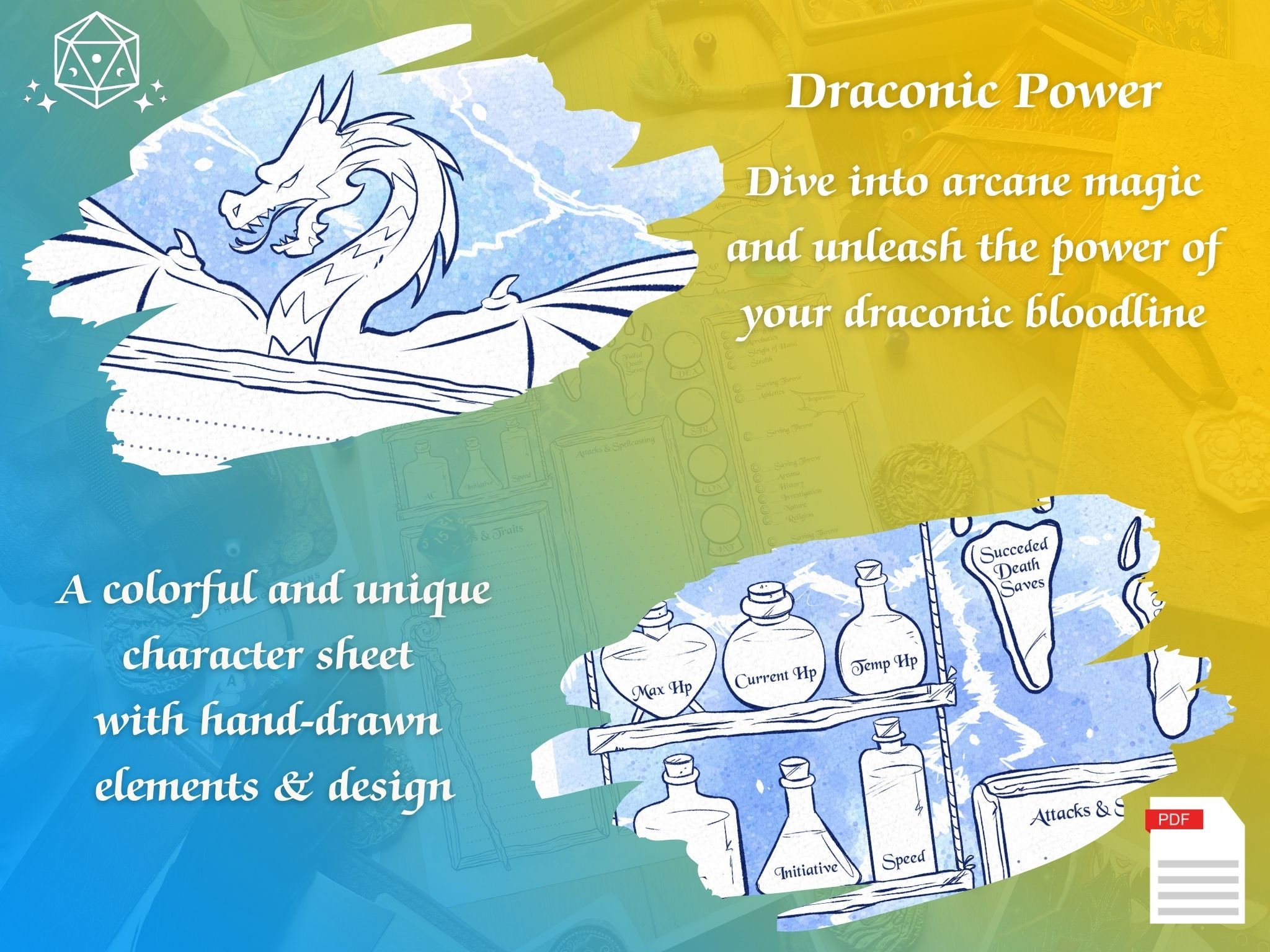 Draconic Power - A Magical Character Sheet Dnd 5e Games ENG/ITA - Etsy