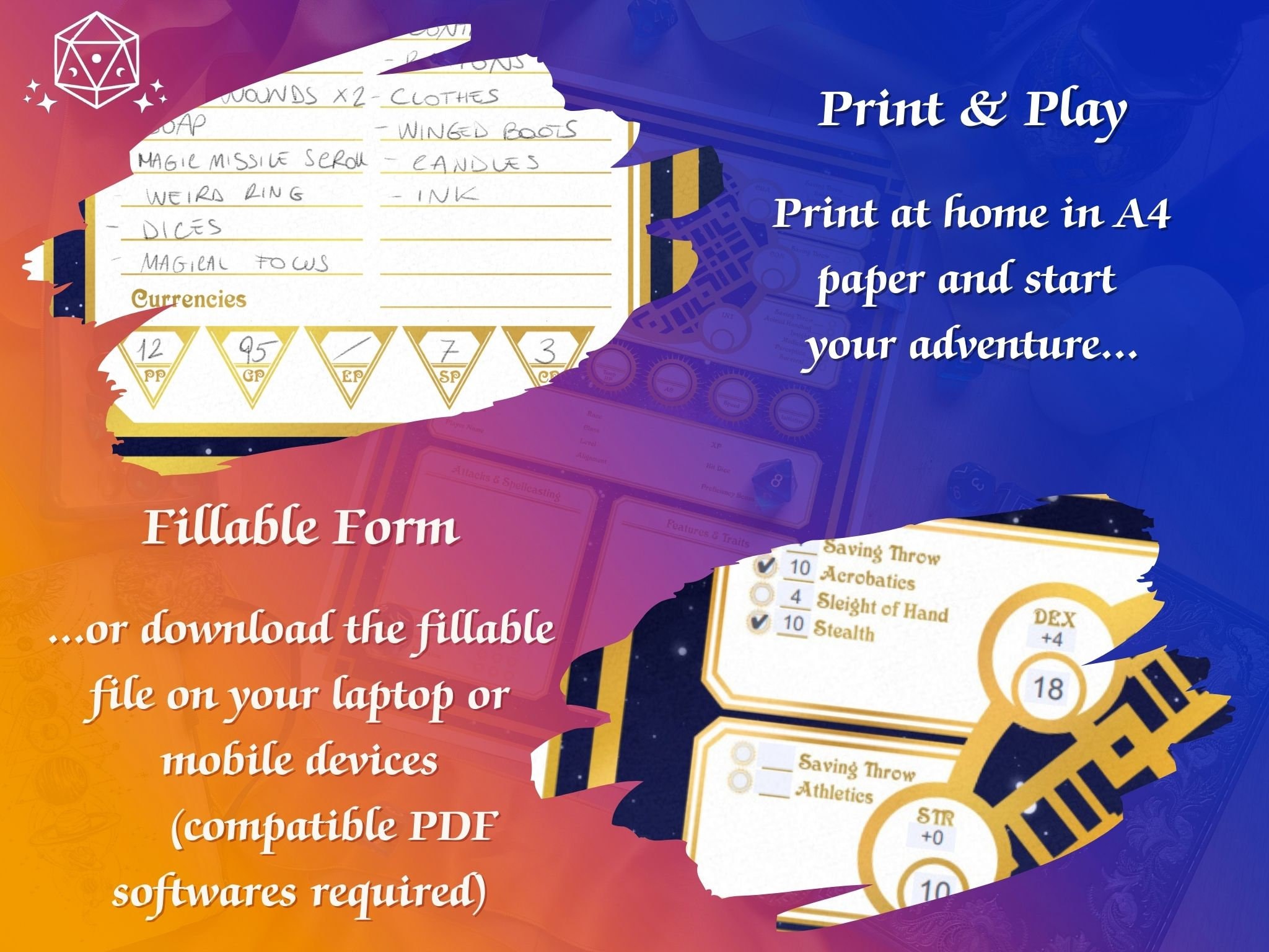 Stargazers a Cosmic Character Sheet Dnd 5e Games ENG/ITA - Etsy