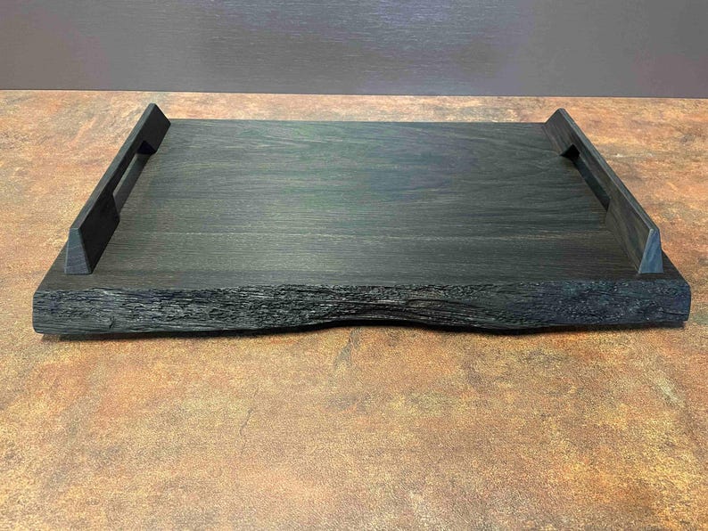 XL Bog Oak Serving Board: Black Wood Tray With Handles - Etsy