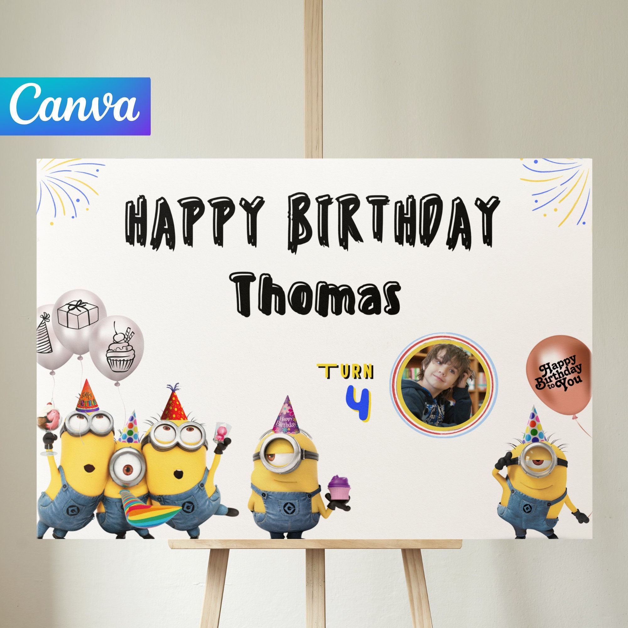 Minions Editable Template Birthday Poster . Minion Banner . Minion ...