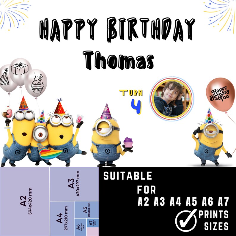 Minions Editable Template Birthday Poster . Minion Banner . Minion ...