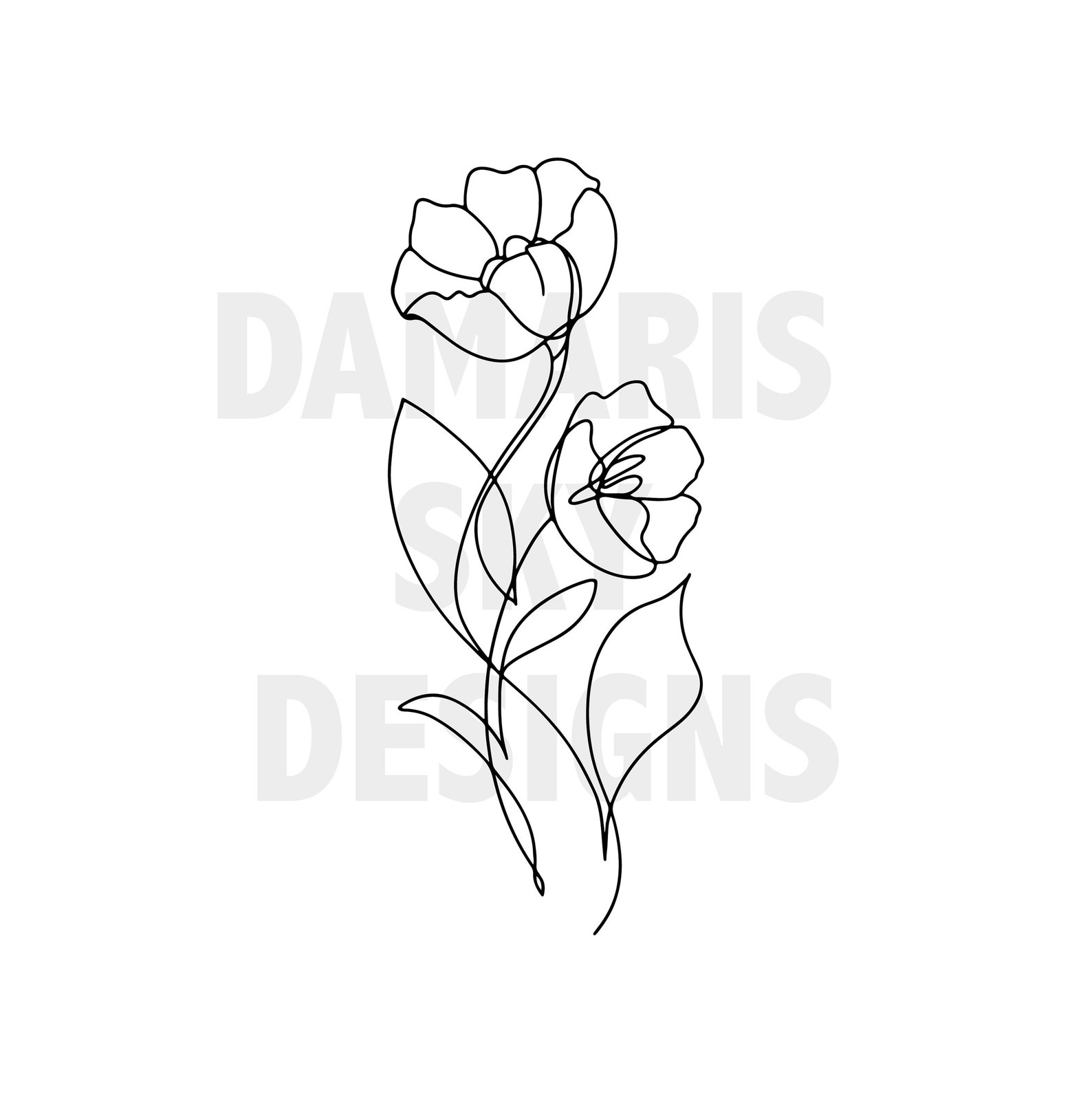 SVG Bundle | Line Art Flower - Etsy
